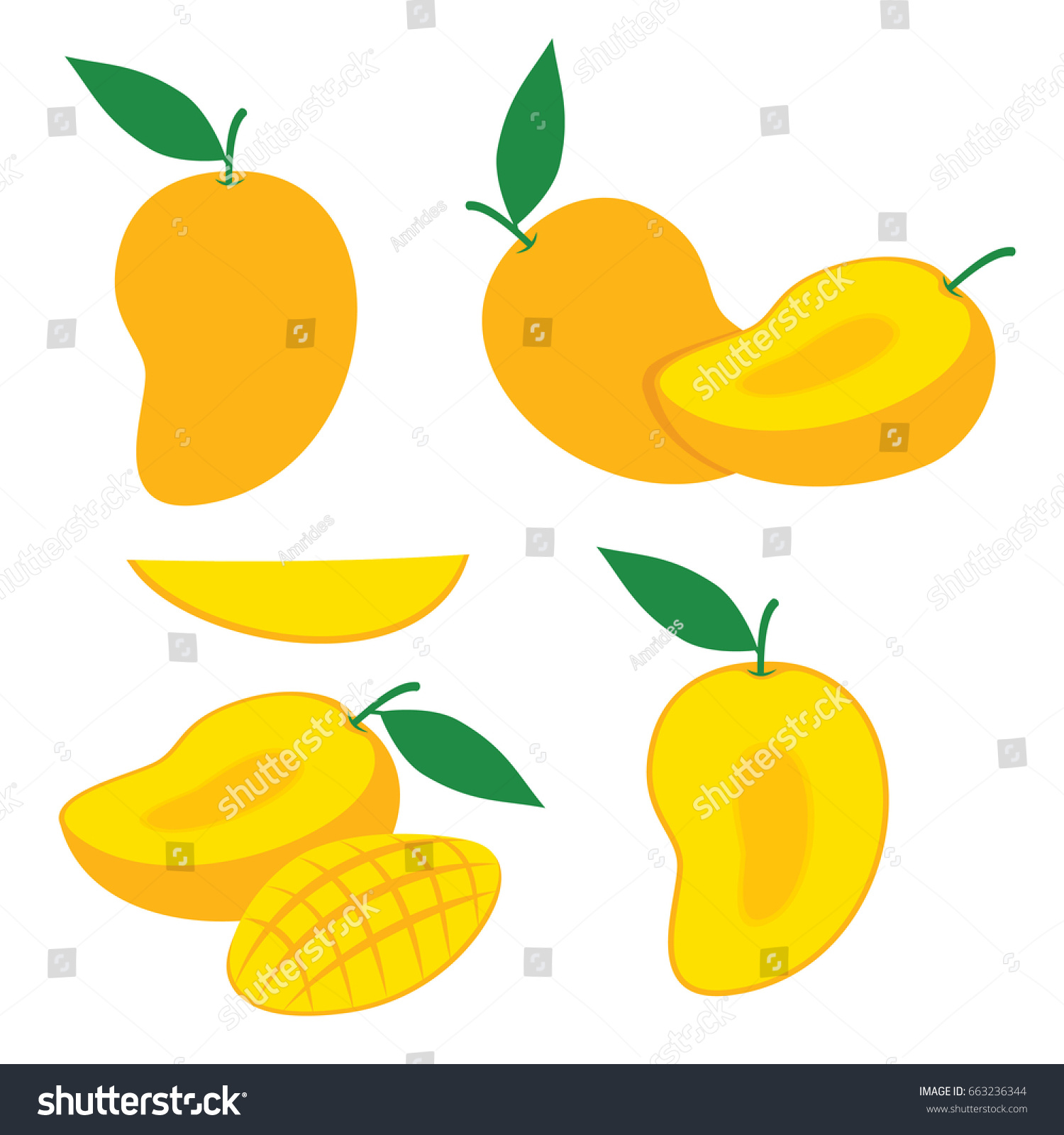 Mango Slice Vector Set Mango Illustration Stock Vector (Royalty Free ...