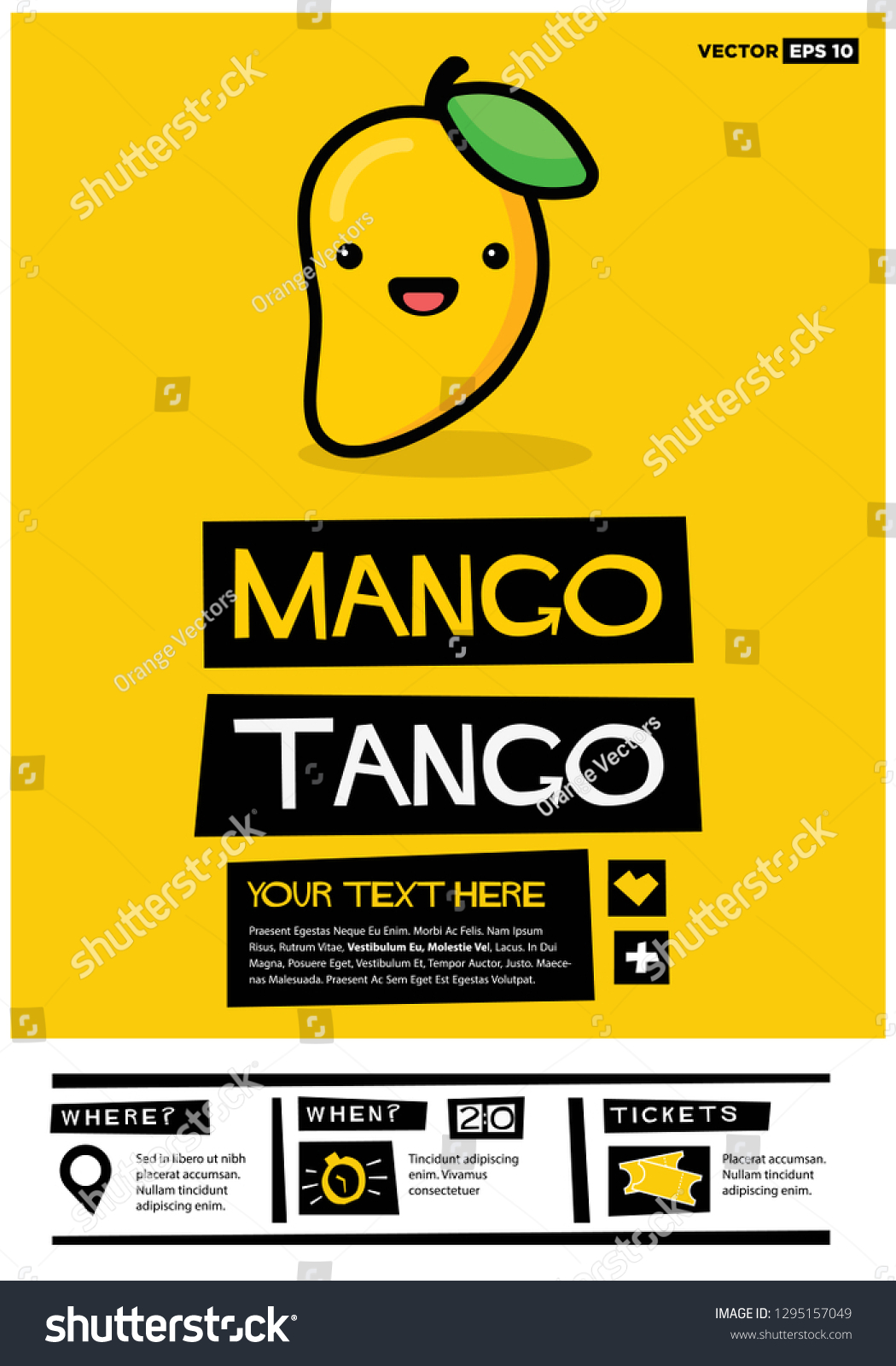 Mango Tango Retro Poster Design Stock Vector (Royalty Free) 1295157049