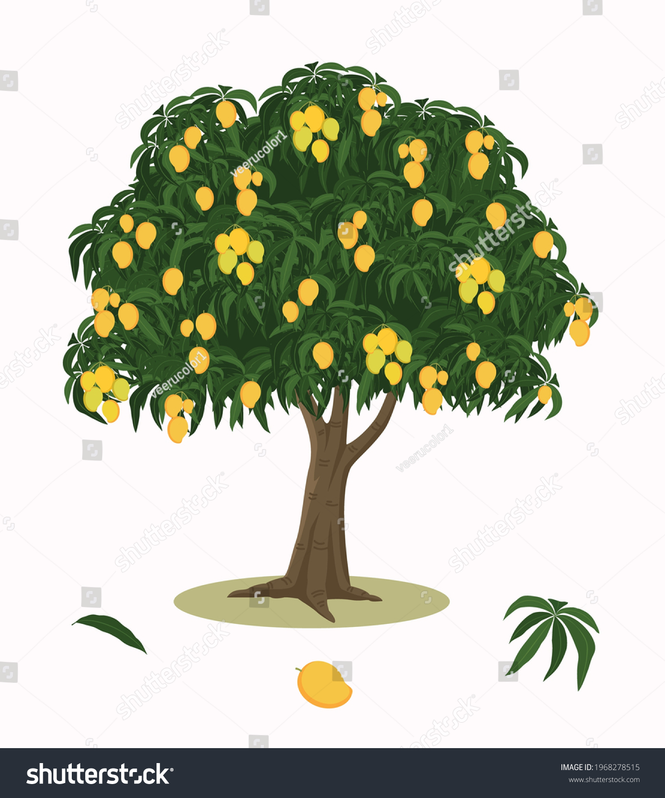 Mango Tree Vector Cartoon Illustration Stock Vector (Royalty Free ...