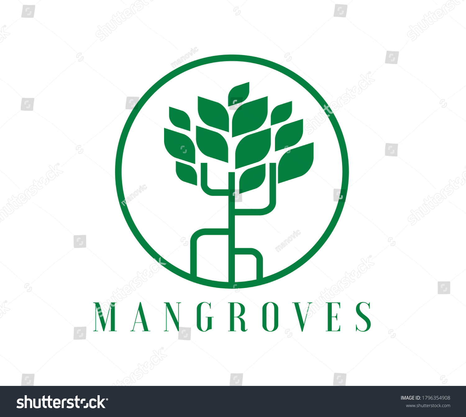 Mangroves Tree Logo Circle Frame Vector: стоковая векторная графика ...