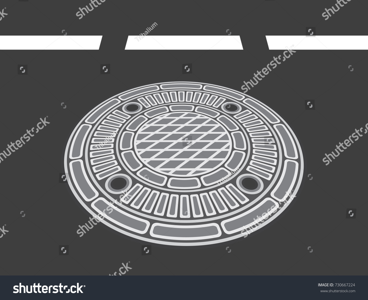 Manhole Cover Vector Illustration: เวกเตอร์สต็อก (ปลอดค่าลิขสิทธิ์ ...