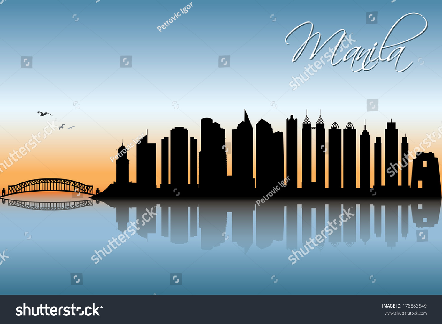Manila Skyline Vector Illustration Stock Vector (Royalty Free) 178883549