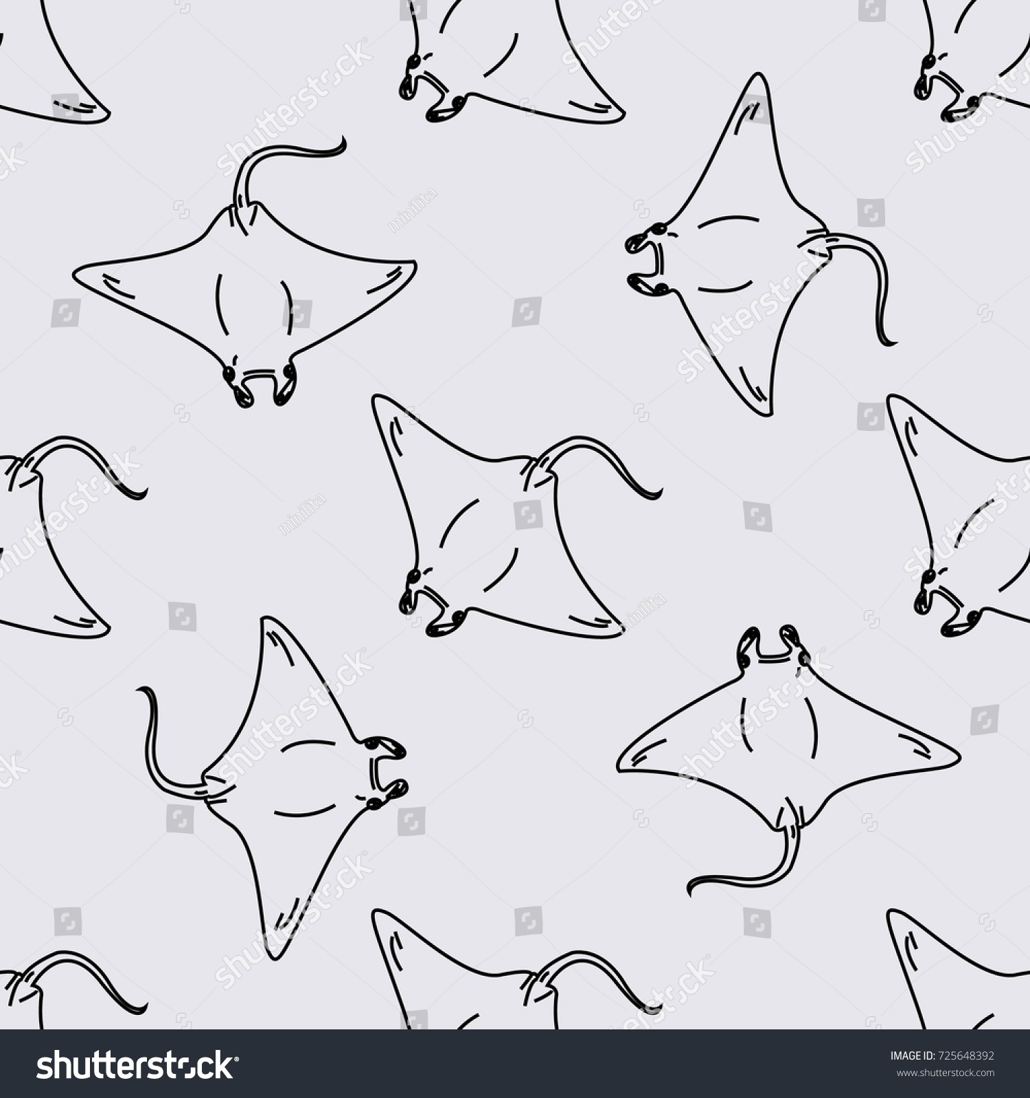 Manta Ray Sea Creature Seamless Pattern Stock Vector (Royalty Free ...