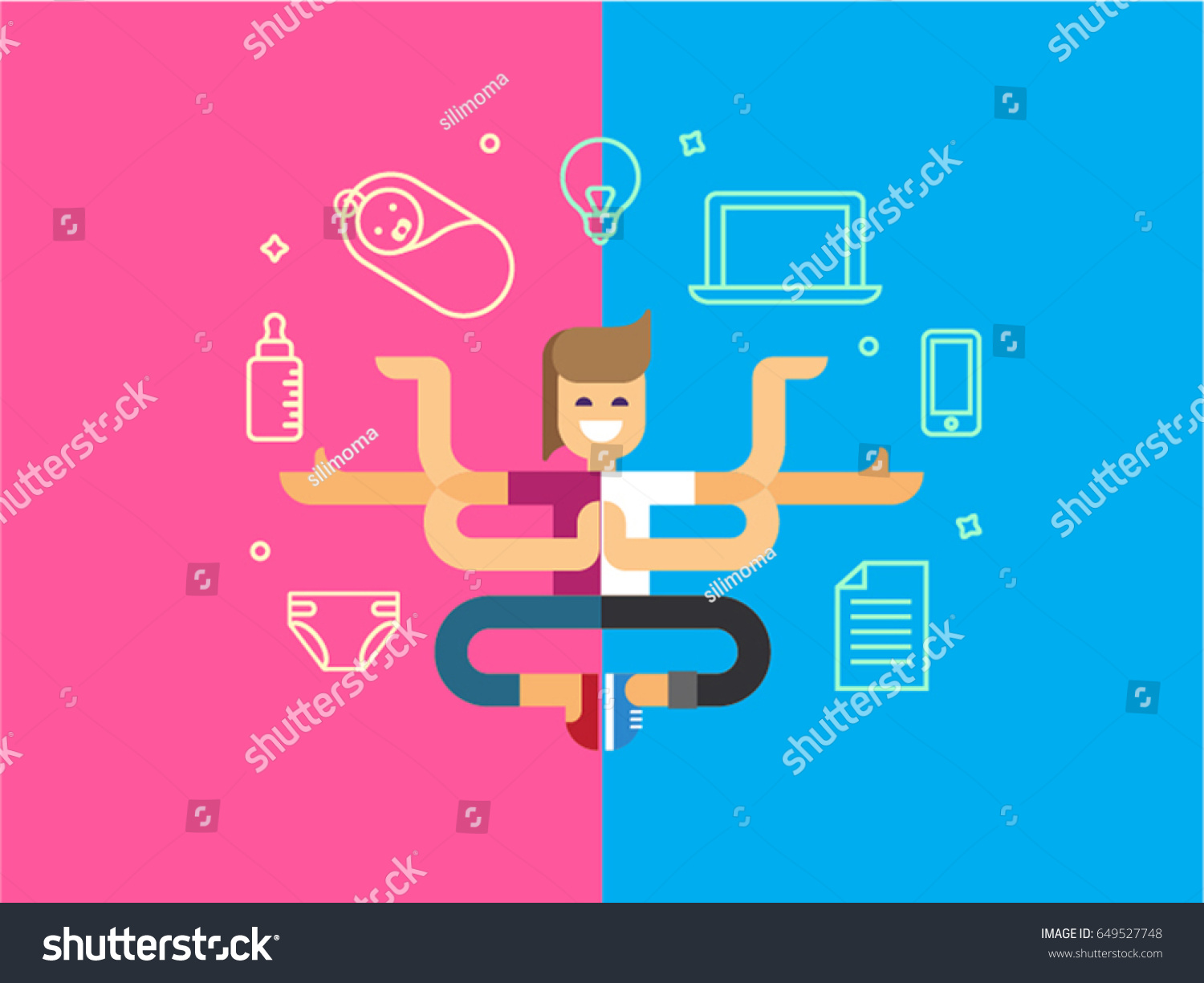 Many Armed Couple Characters Vector Illustration: เวกเตอร์สต็อก (ปลอด ...