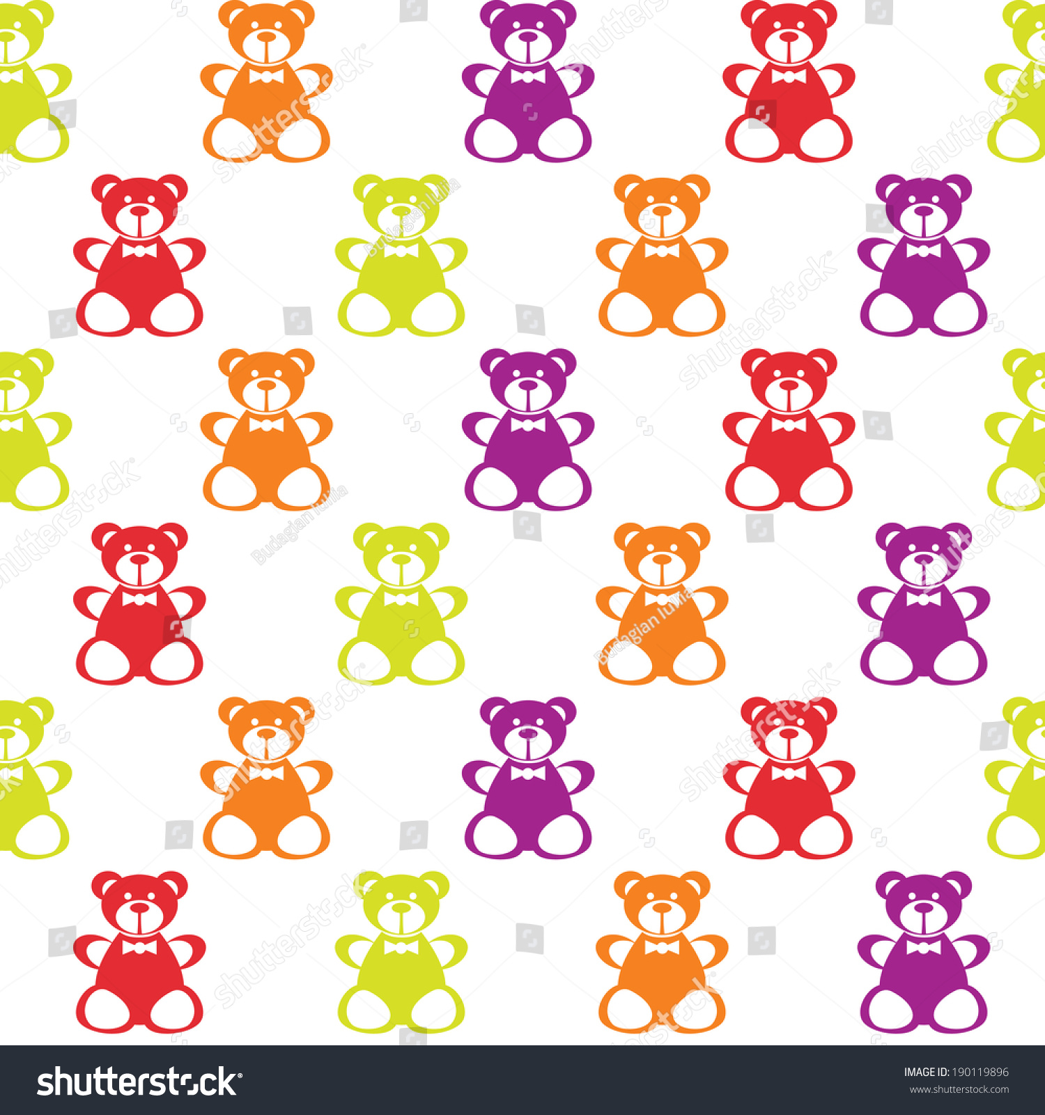Many Colored Teddy Bears Seamless Texture Stock Vector (Royalty Free ...
