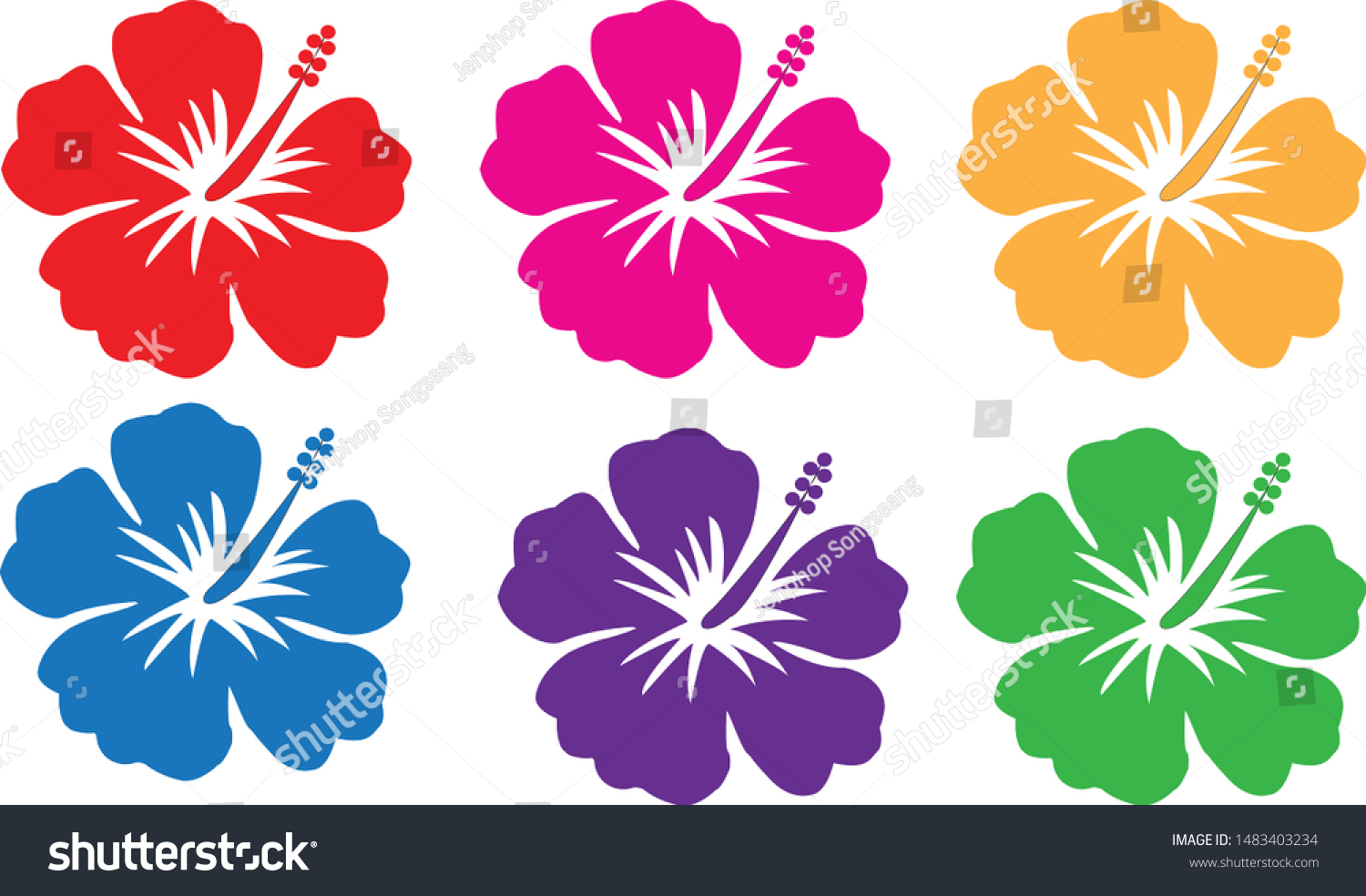 Many Colorful Vector Flower Set Stock Vector (Royalty Free) 1483403234