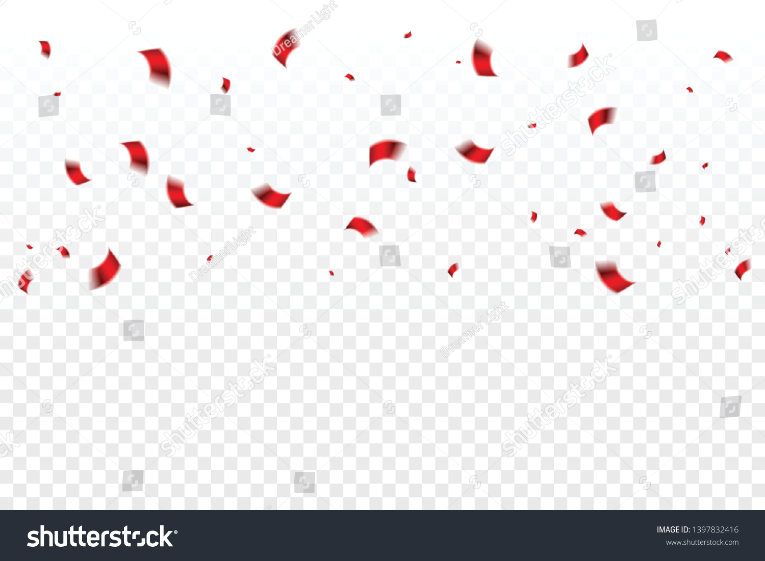 Many Falling Red Tiny Confetti Isolated Stock Vector (Royalty Free ...