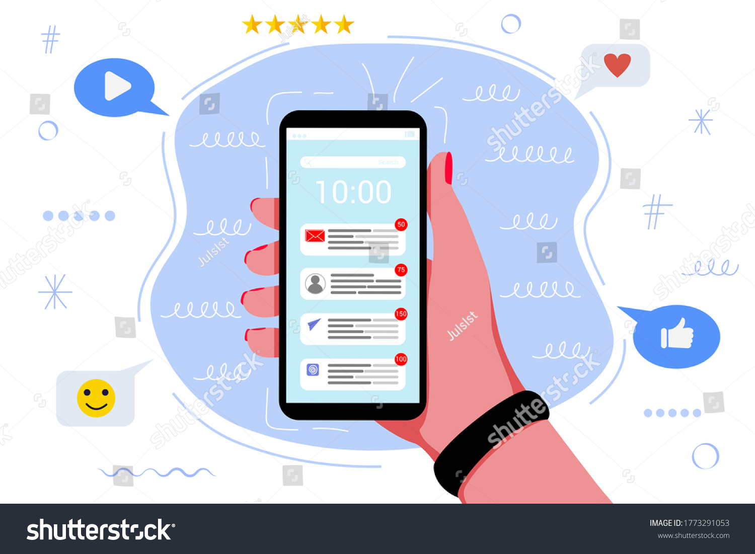 Many Notifications Mobile Phone Online Distractions Stock Vector ... Many Notifications Mobile Phone Online Distractions Stock Vector ...