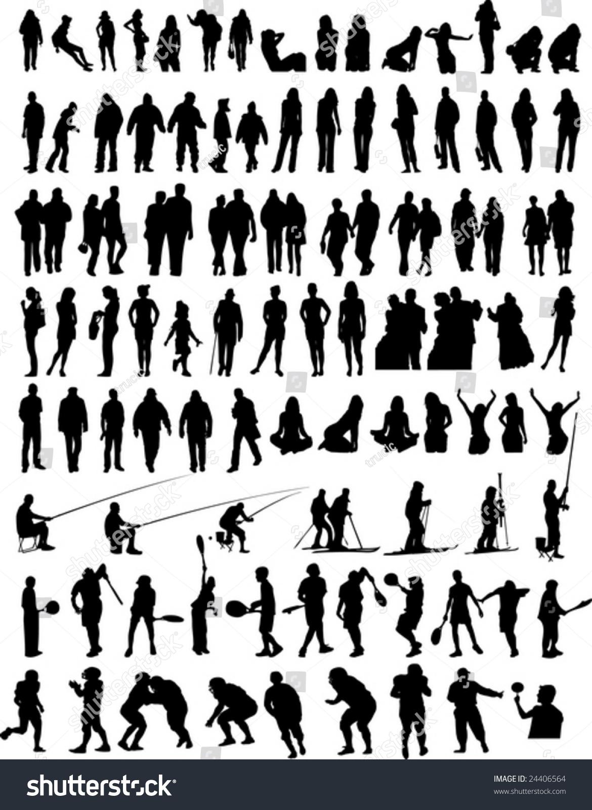 Many People In Action Vector - 24406564 : Shutterstock