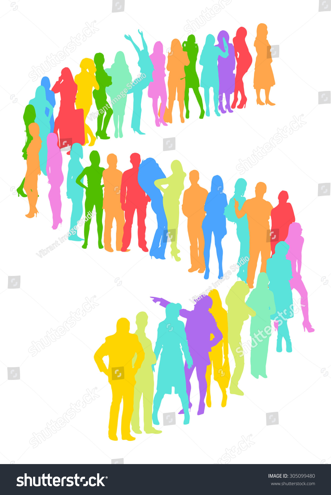 Many People Isolated Stock Vector (Royalty Free) 305099480