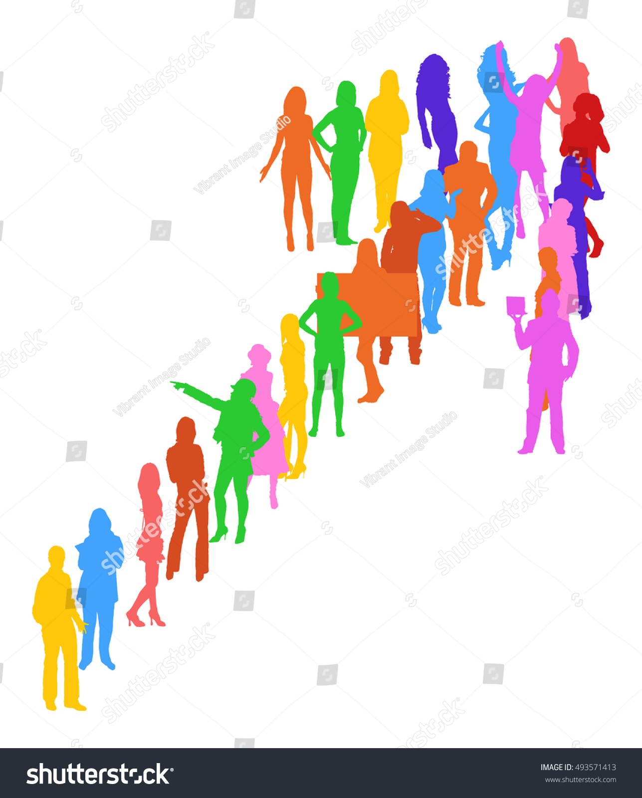 Many People Isolated Stock Vector (Royalty Free) 493571413