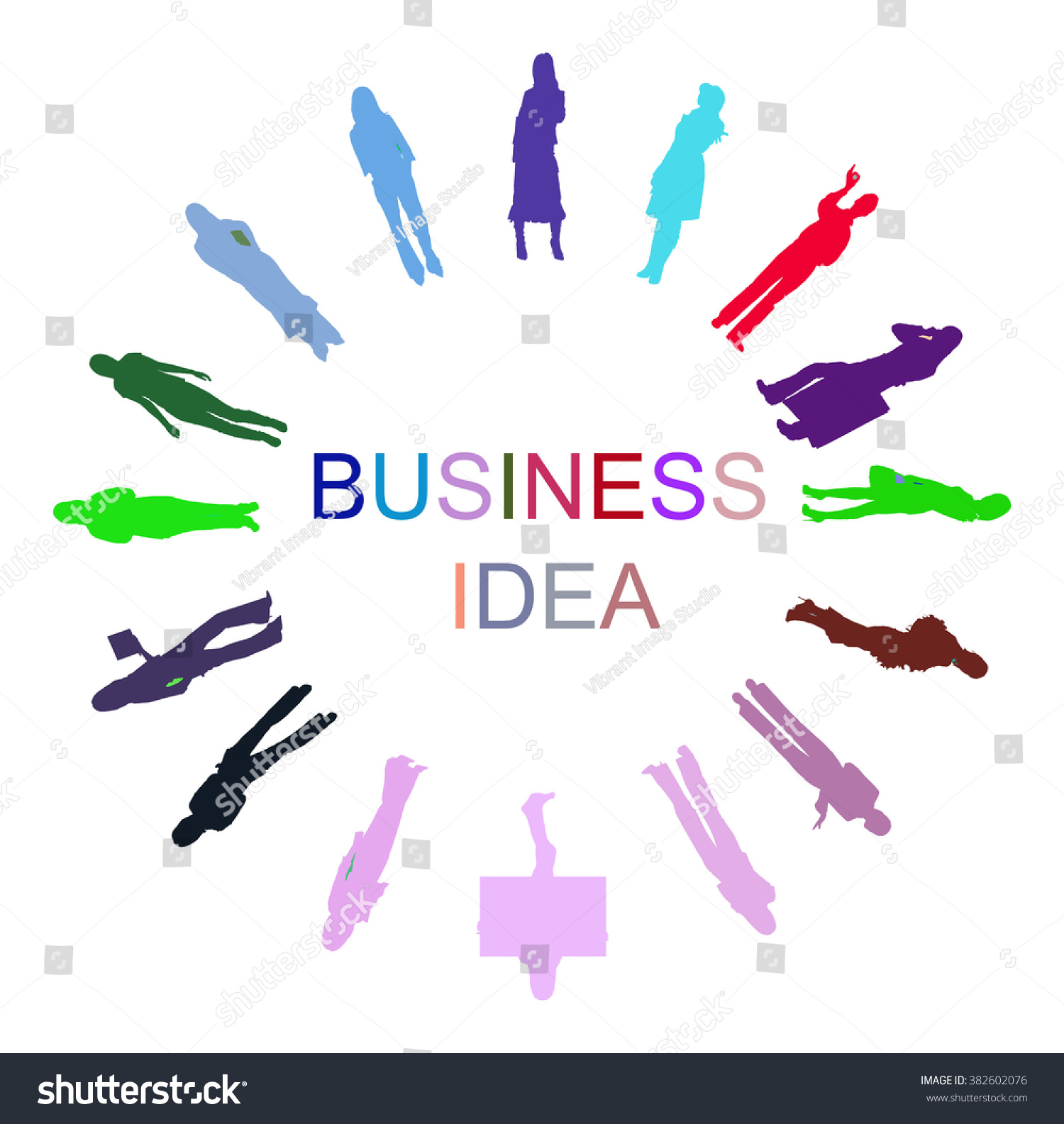 Many Vector Silhouettes Many People Stock Vector (Royalty Free) 382602076