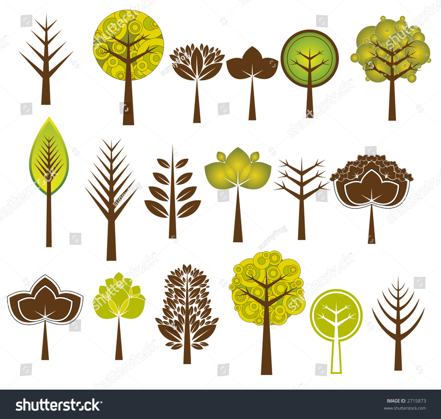 Many Vector Trees On White Background Stock Vector (Royalty Free) 2715873