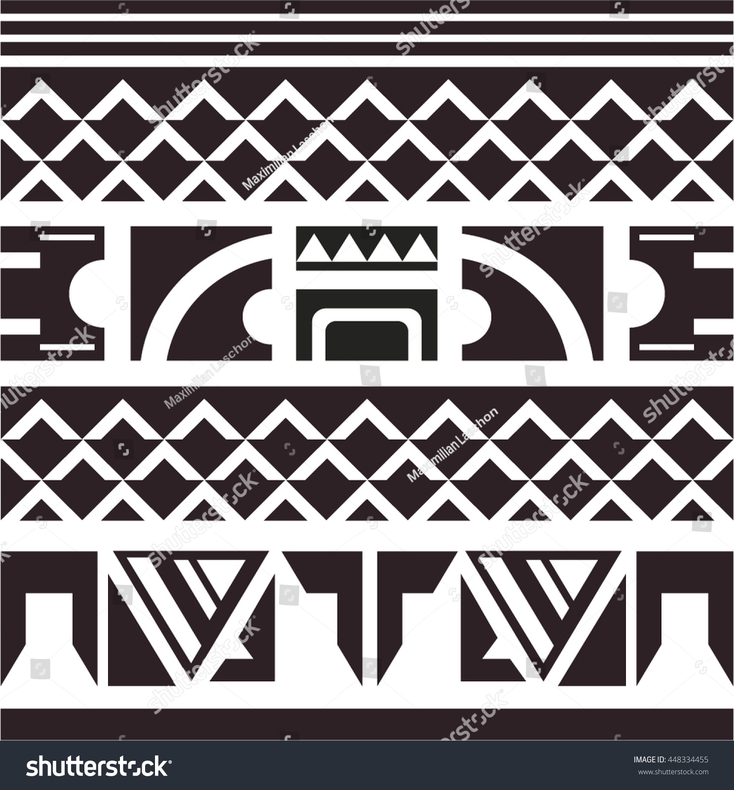 Maori Polynesian Bracelets Tattoo Stencil Pattern: vector de stock ...