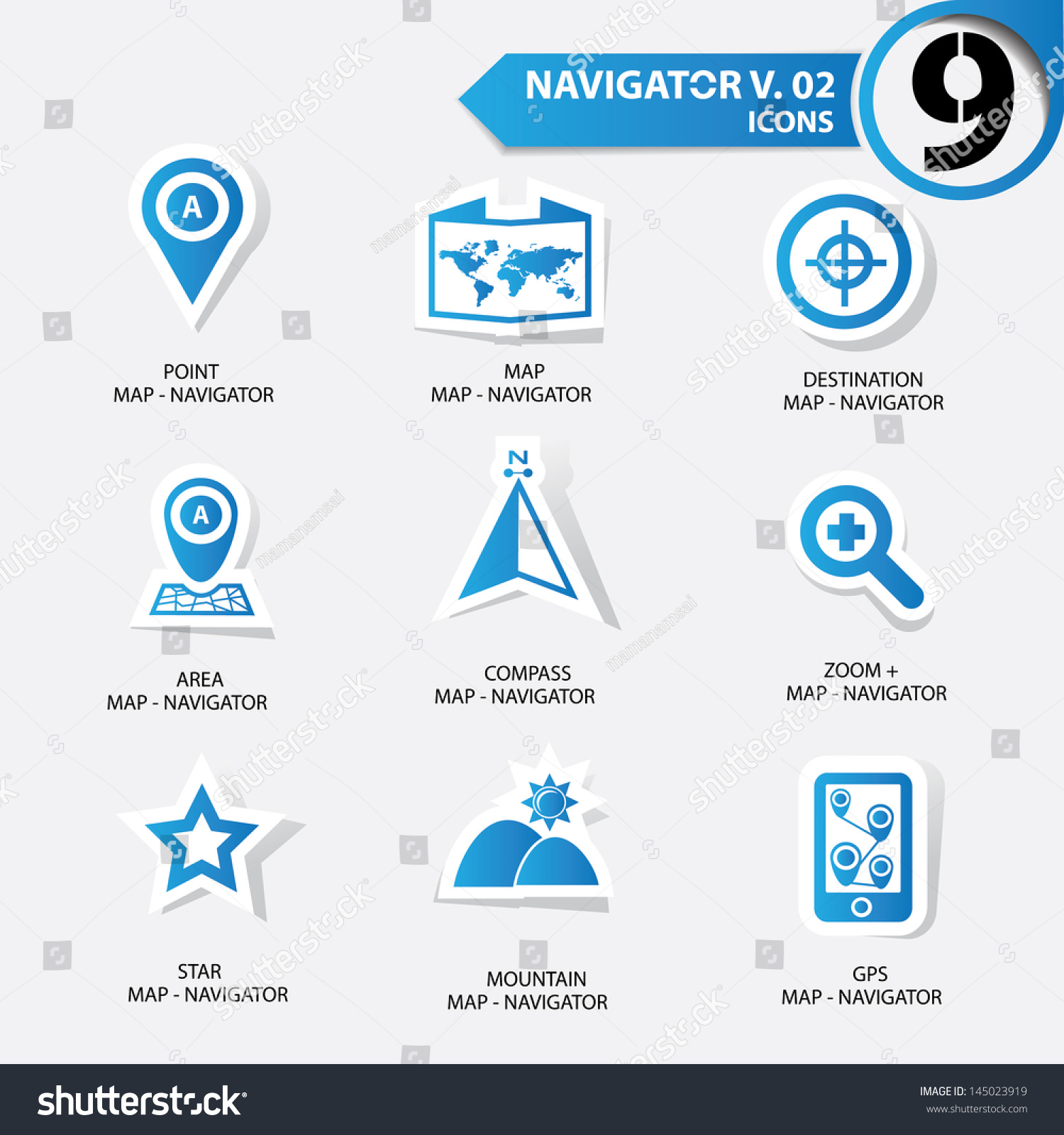 Map And Navigator Icons Set 2,Blue Version Stock Vector 145023919 ...