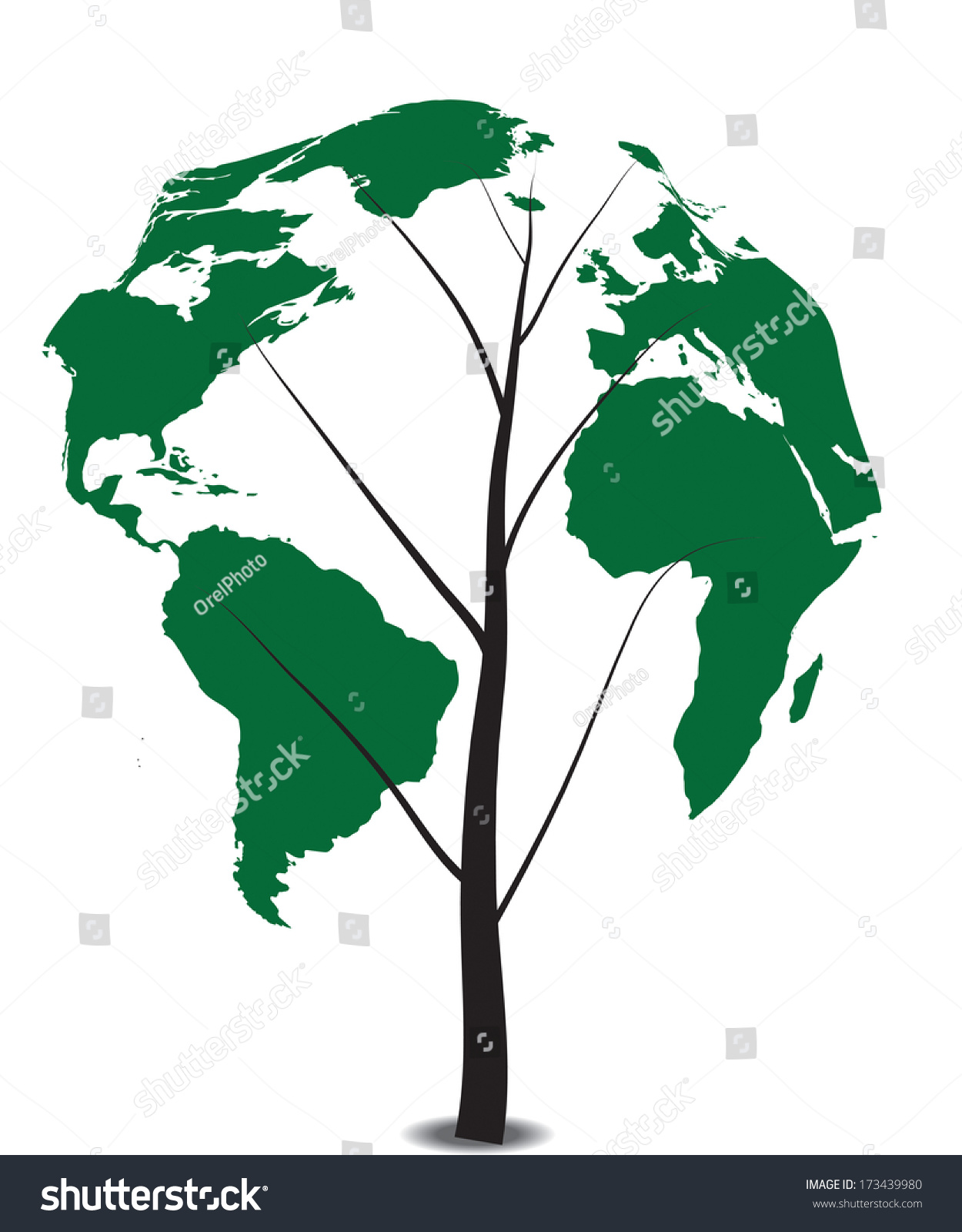 Map Tree Ecology Concept Vector Illustration Stock Vector (Royalty Free ...