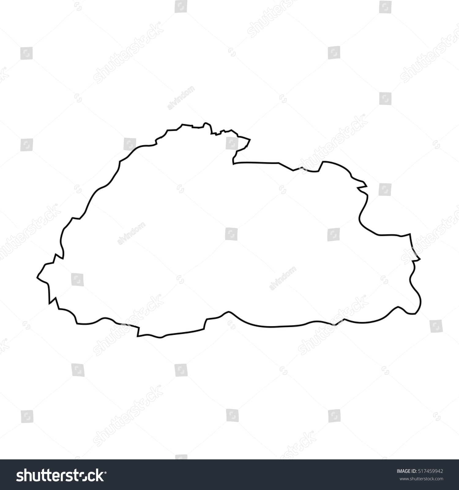 Map Black Outline Bhutan Stock Vector (Royalty Free) 517459942