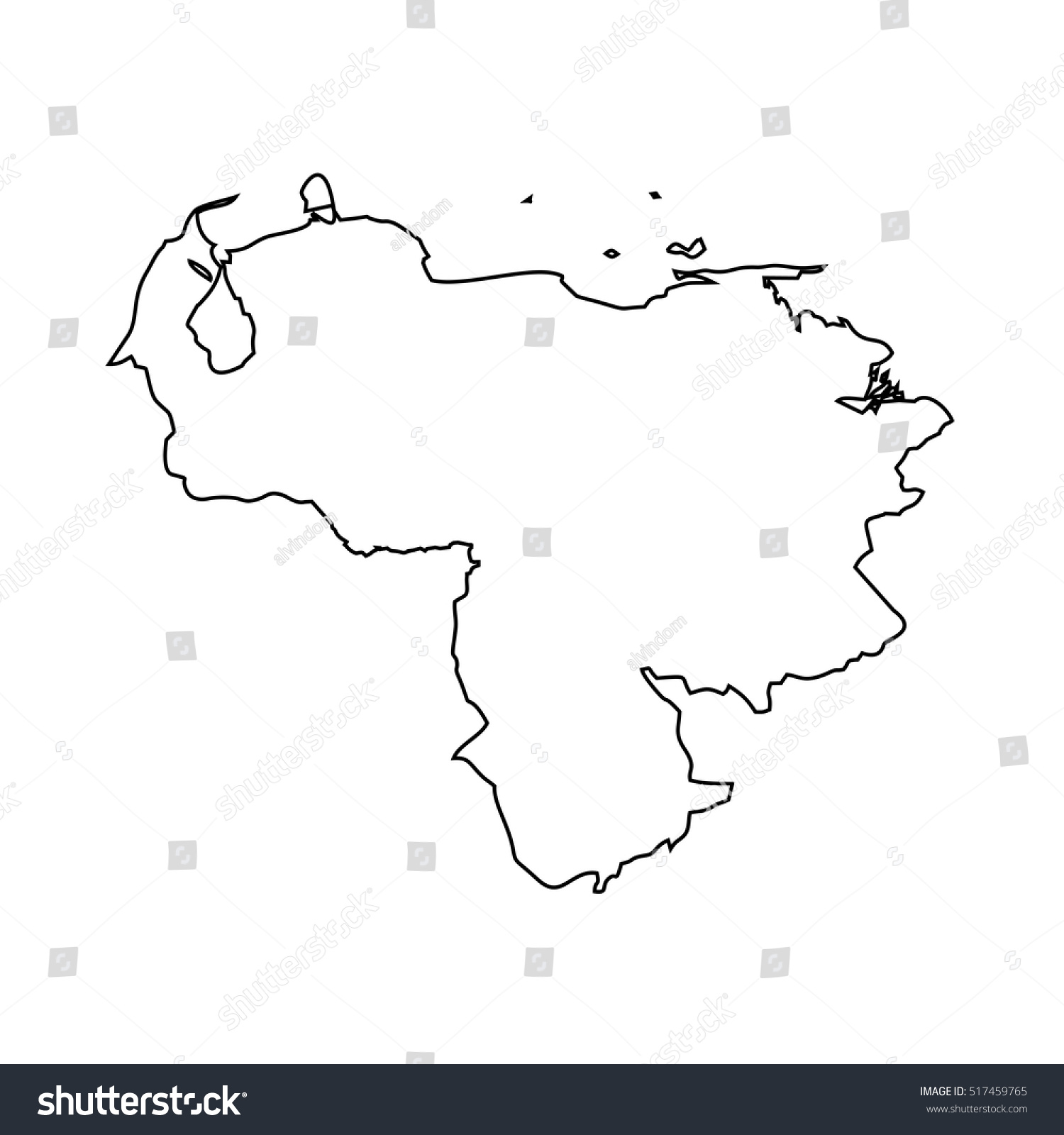 Map Black Outline Venezuela Stock Vector (Royalty Free) 517459765 ...