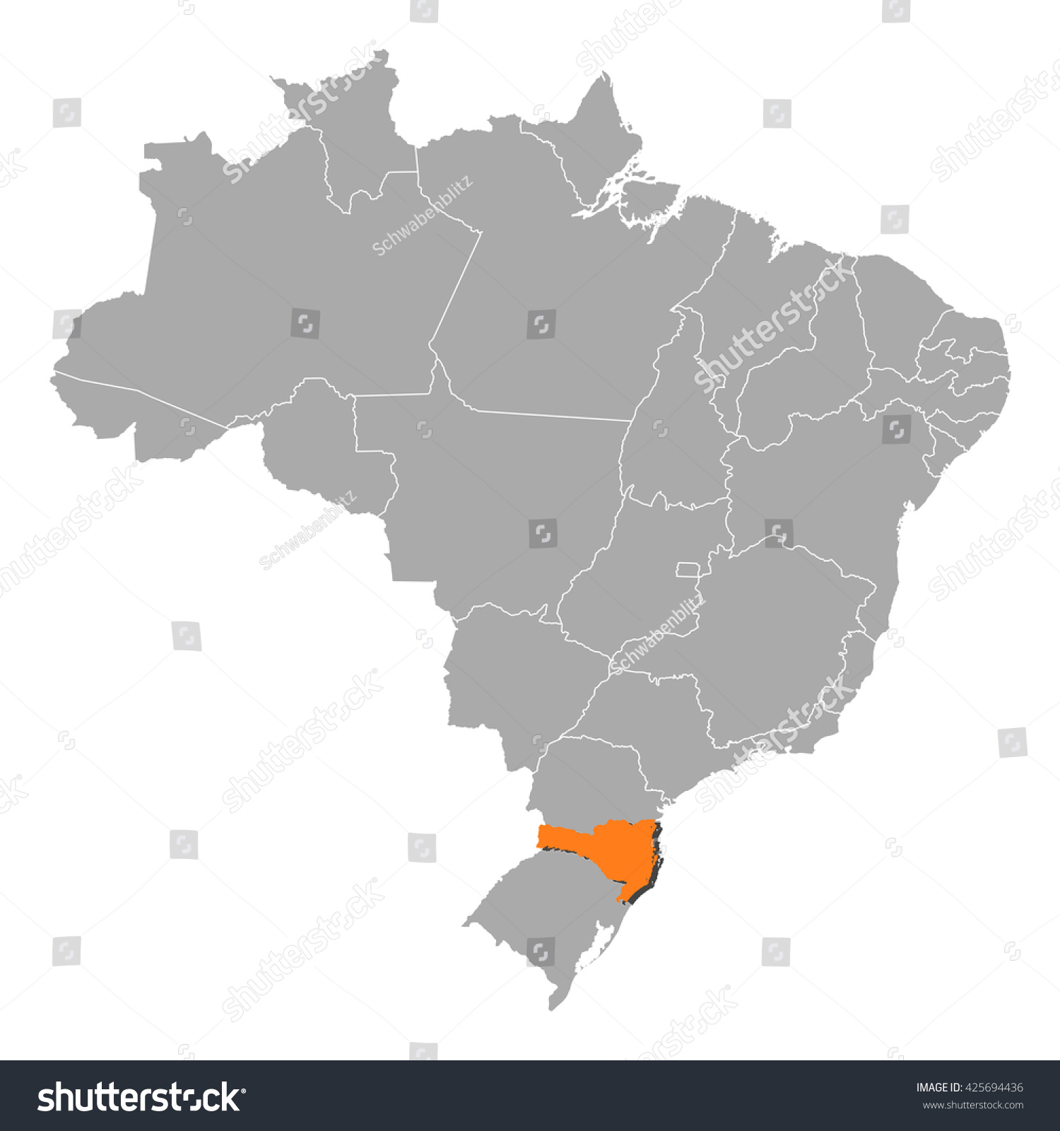 Map Brazil Santa Catarina Stock Vector 425694436 - Shutterstock