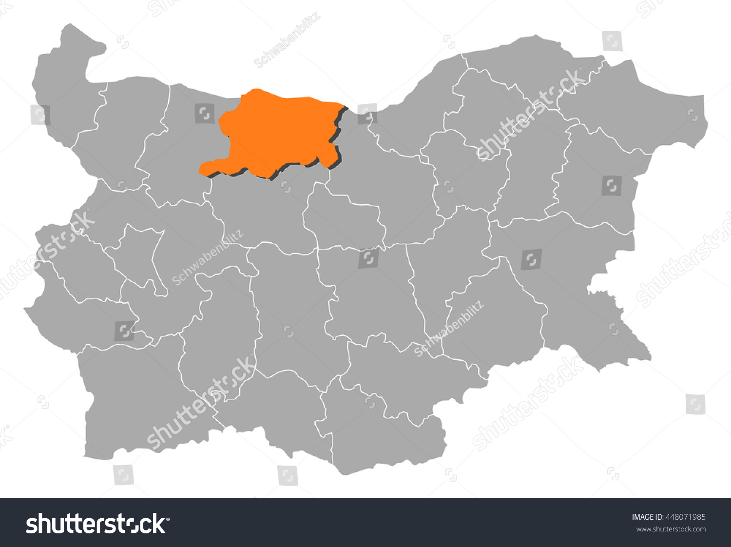 Map Bulgaria Pleven Stock Vector (Royalty Free) 448071985