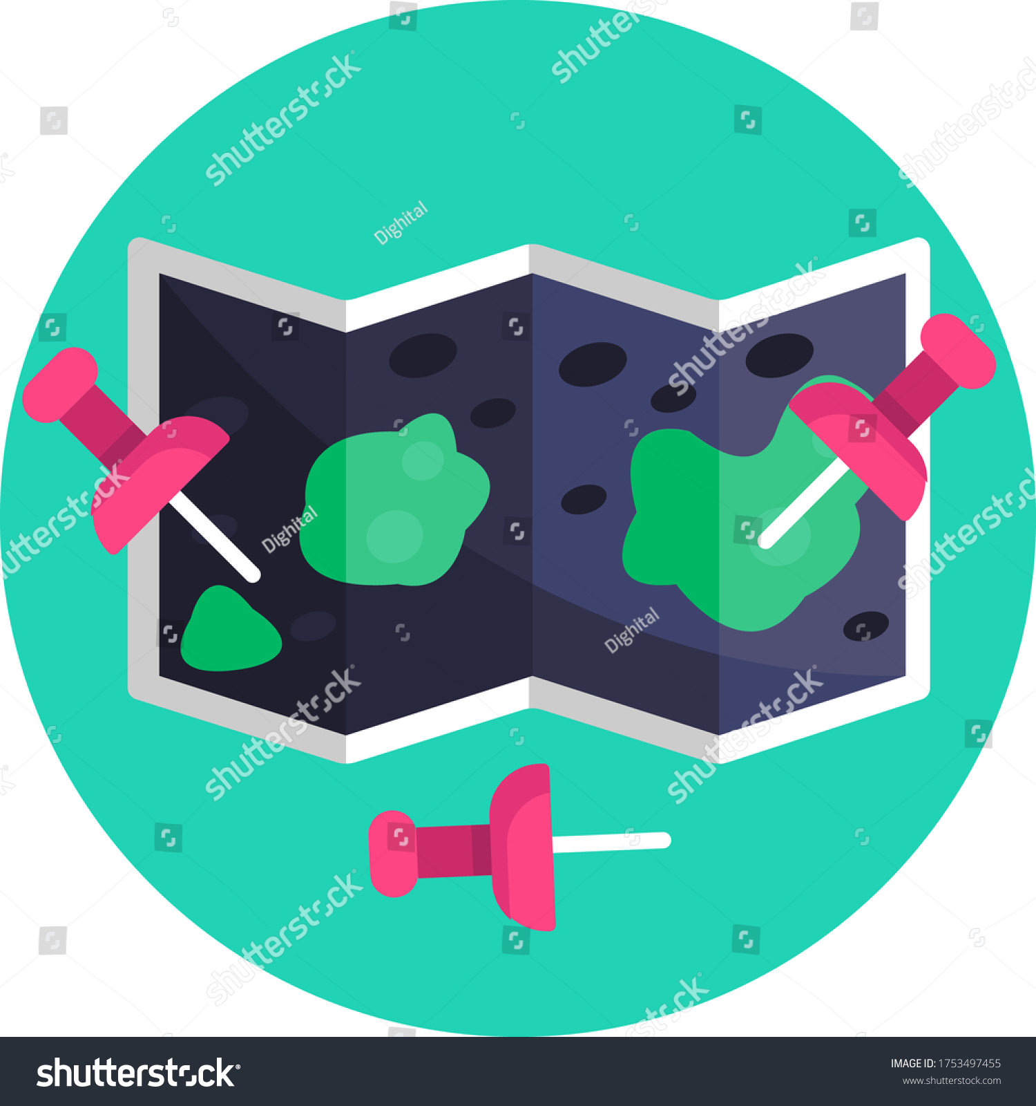 Map Cartography Vector Illustration Icon Stock Vector (Royalty Free ...