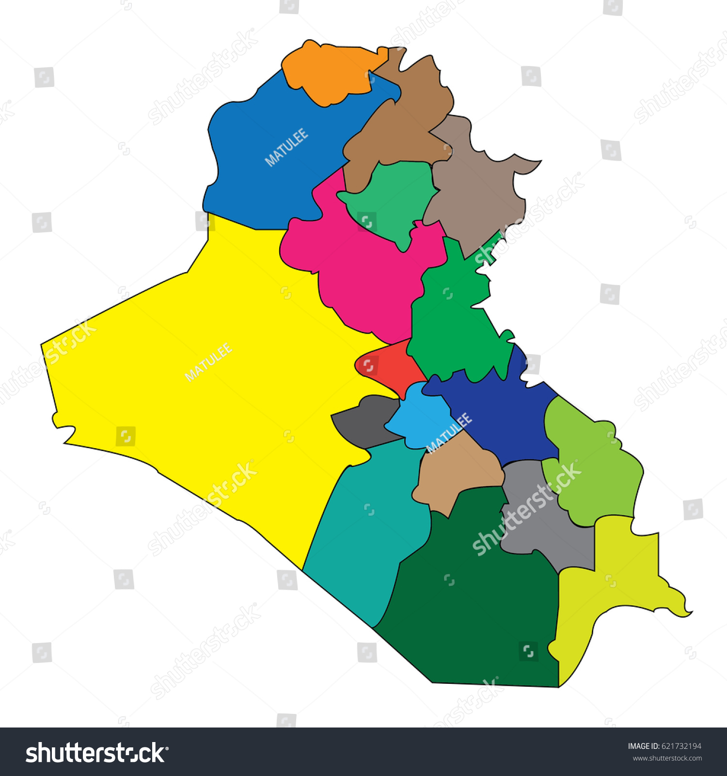Map Countries Iraq Stock Vector (Royalty Free) 621732194 | Shutterstock