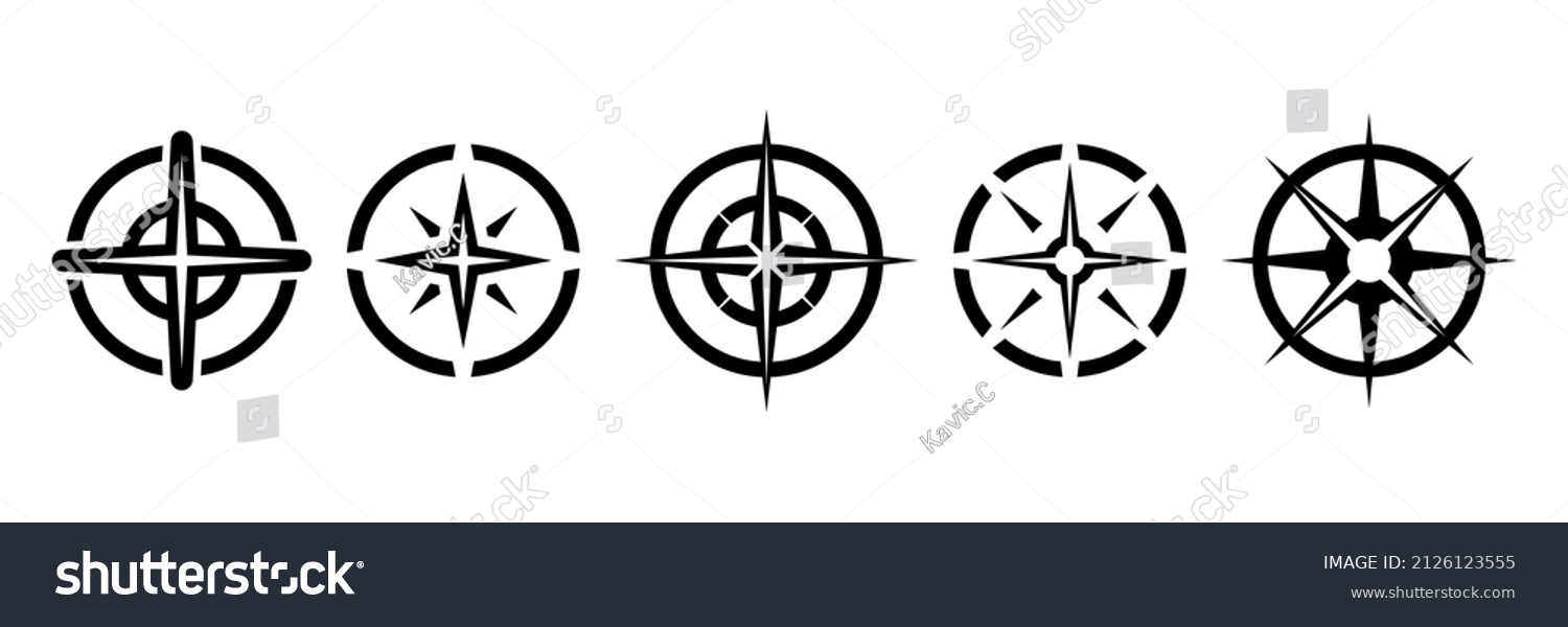 Map Direction Symbol Black Compass Sign Stock Vector (Royalty Free ...