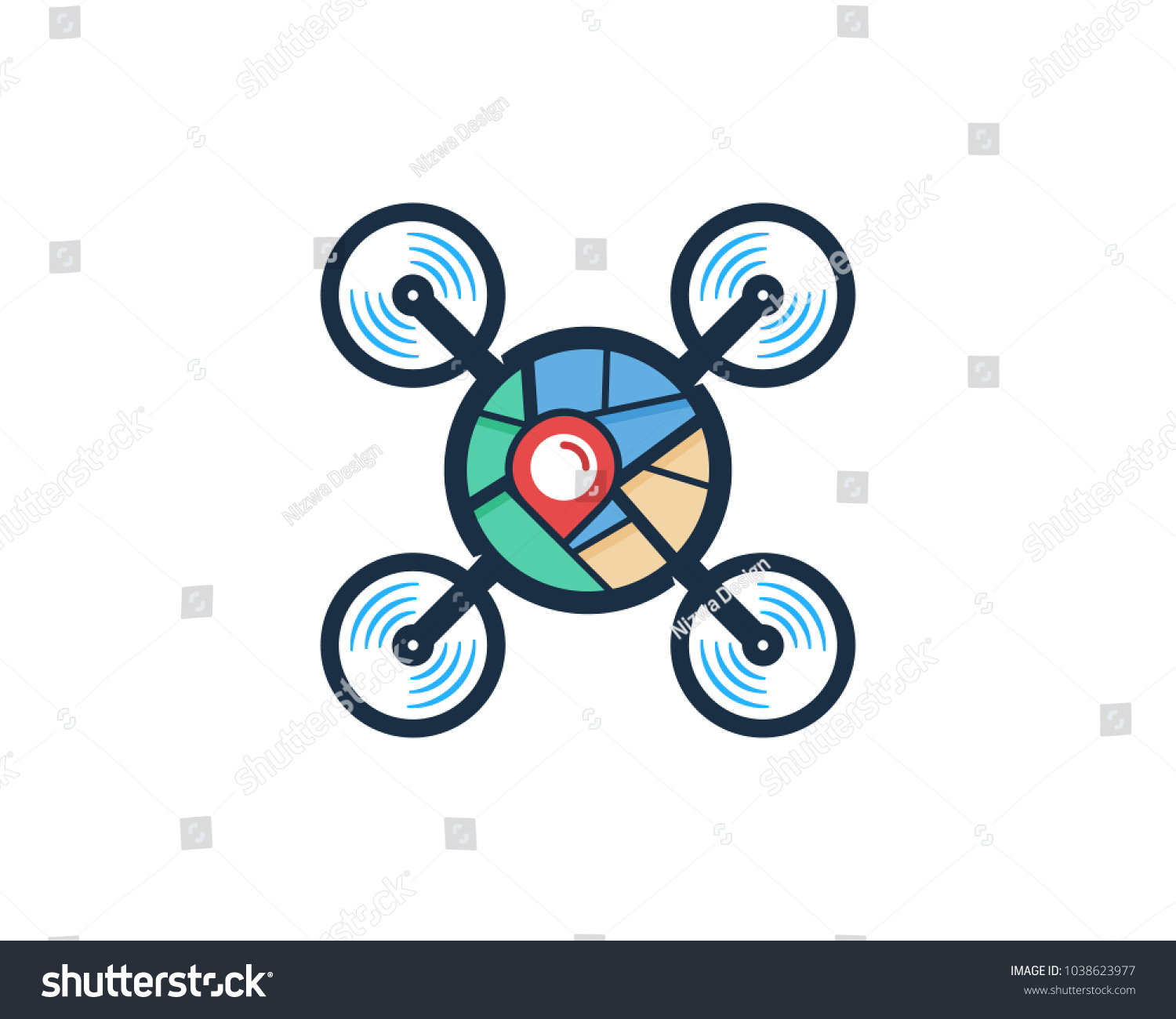 Map Drone Icon Logo Design Element Stock Vector (Royalty Free) 1038623977
