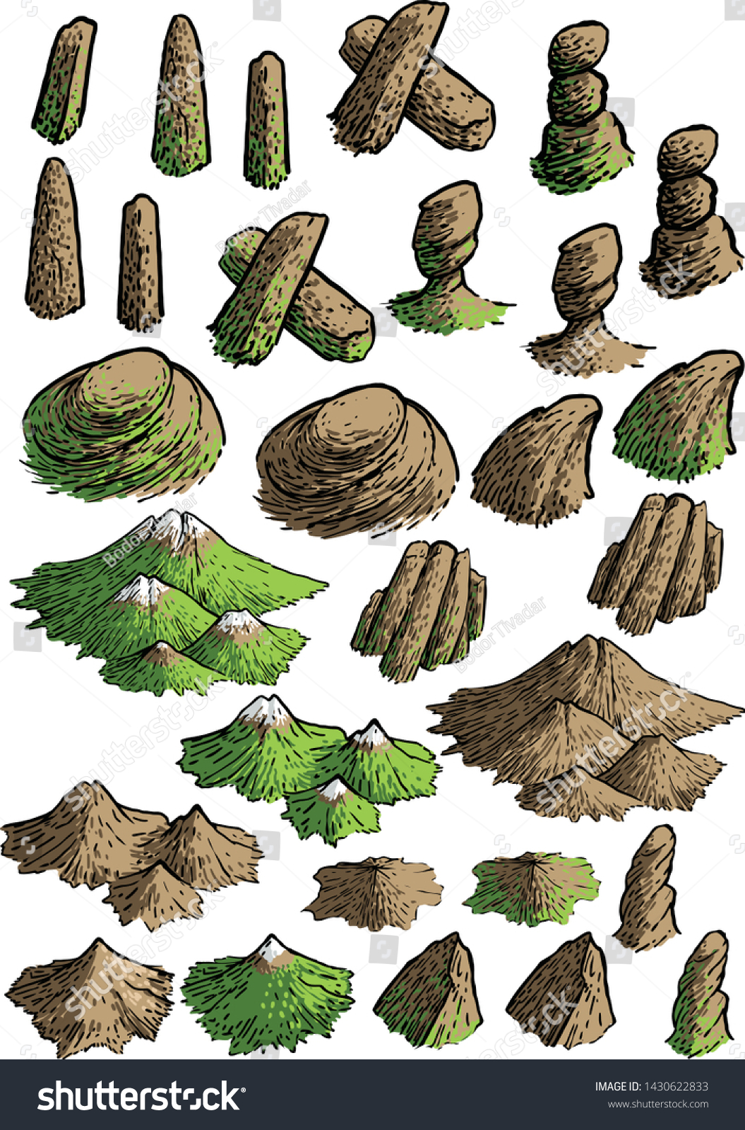 Map Elements Illustration Drawing Engraving Ink: เวกเตอร์สต็อก (ปลอดค่า ...