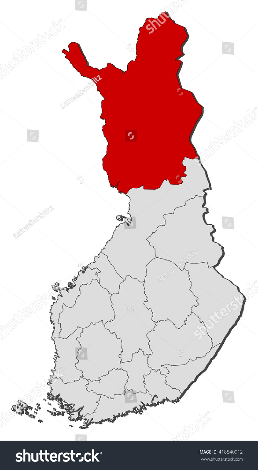 Map Finland Lapland Stock Vector (Royalty Free) 418540912