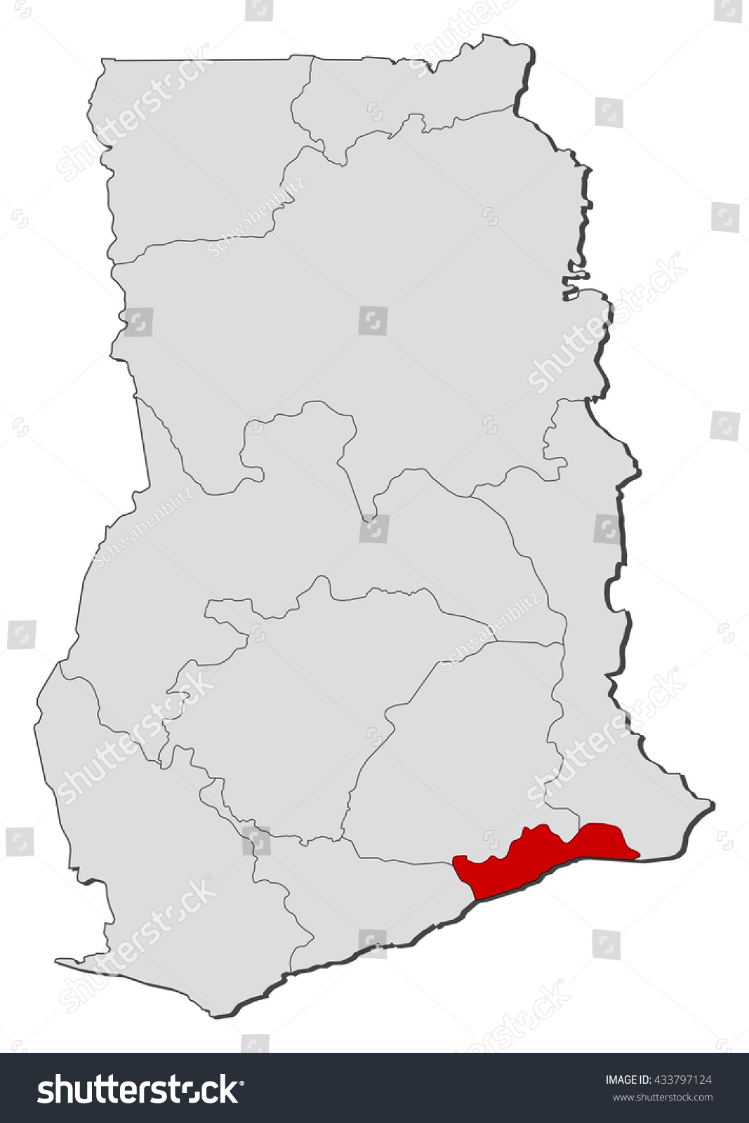 Map Ghana Greater Accra: vector de stock (libre de regalías) 433797124 ...