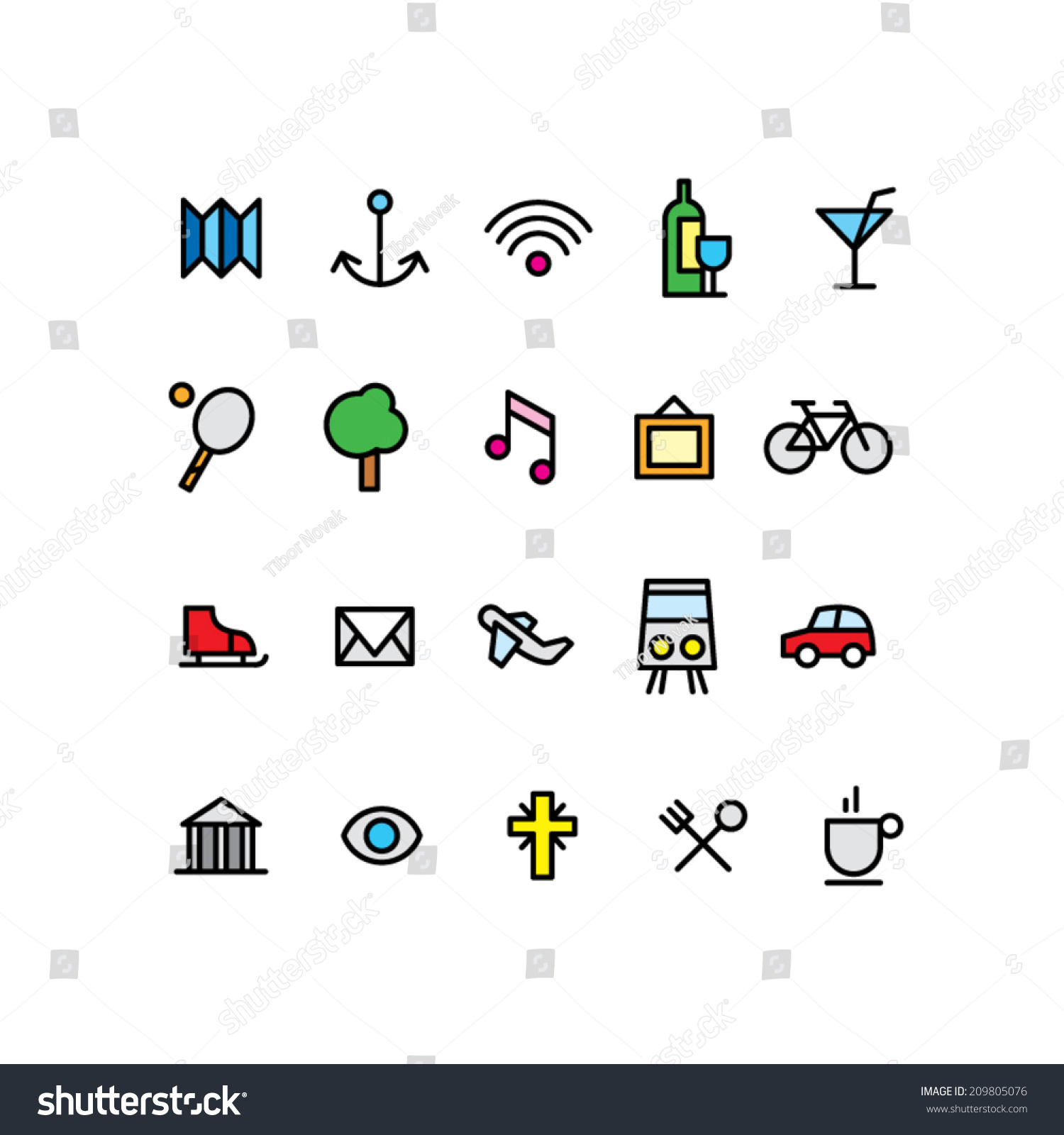 Map Icons Color Stock Vector (Royalty Free) 209805076 | Shutterstock