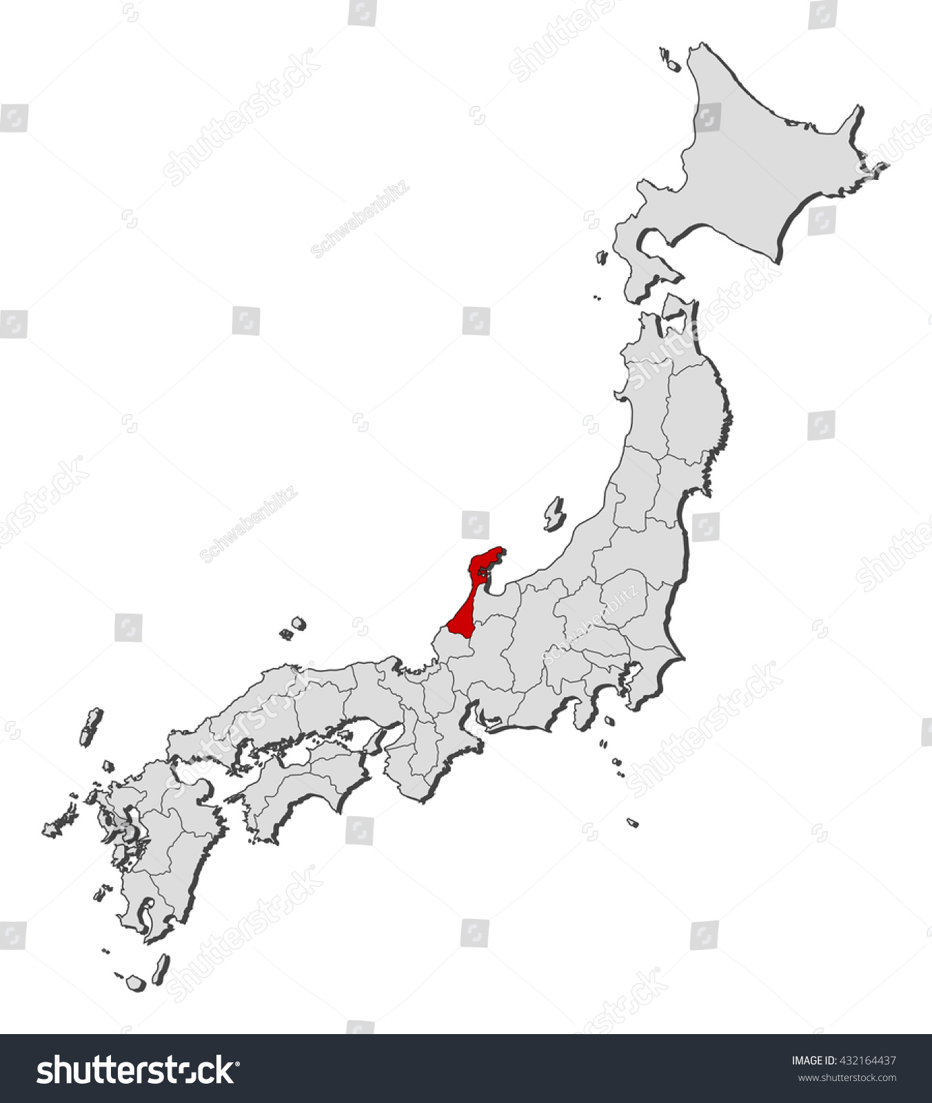 Map Japan Ishikawa Stock Vector (Royalty Free) 432164437