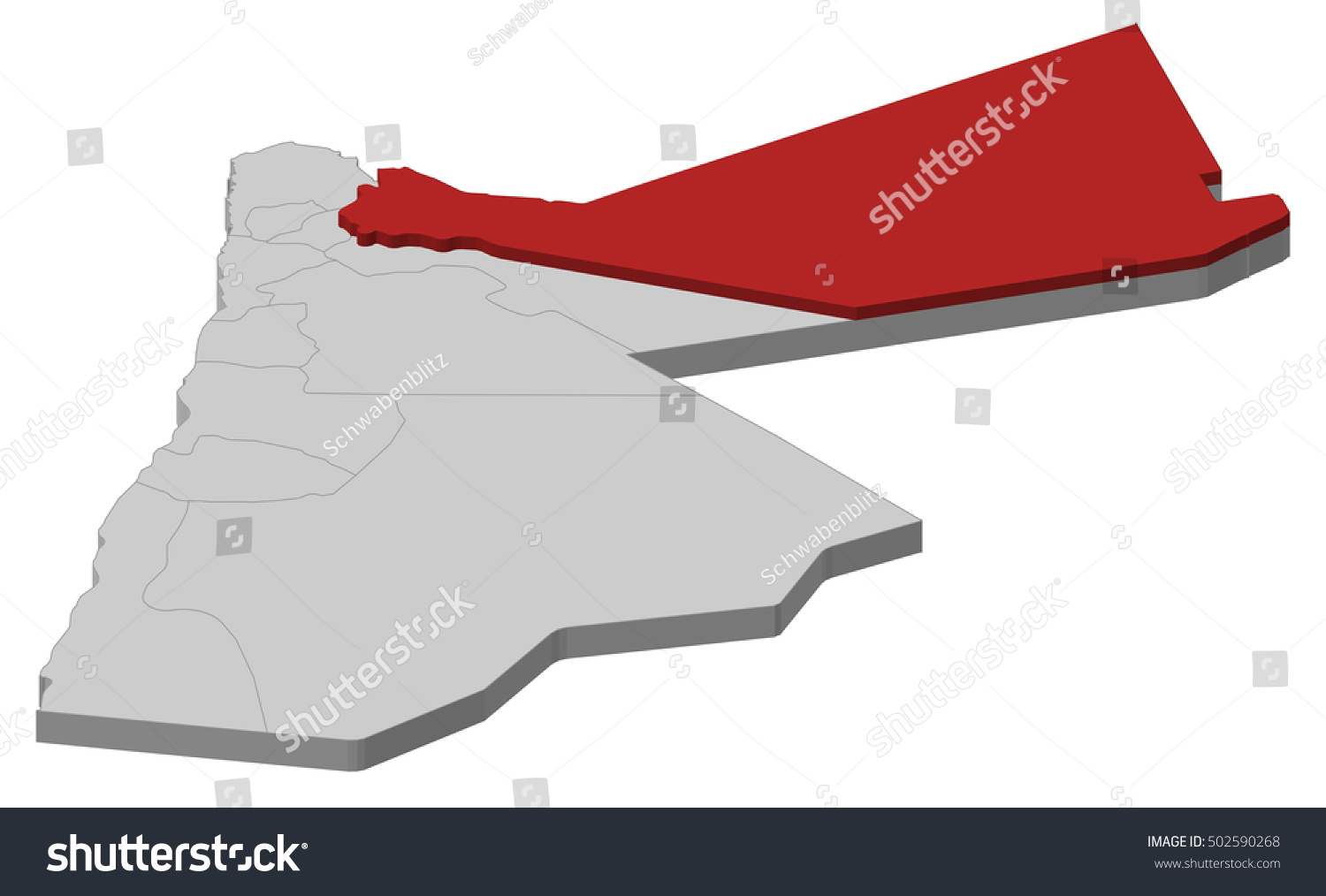 Map Jordan Mafraq 3dillustration Stock Vector (Royalty Free) 502590268 ...
