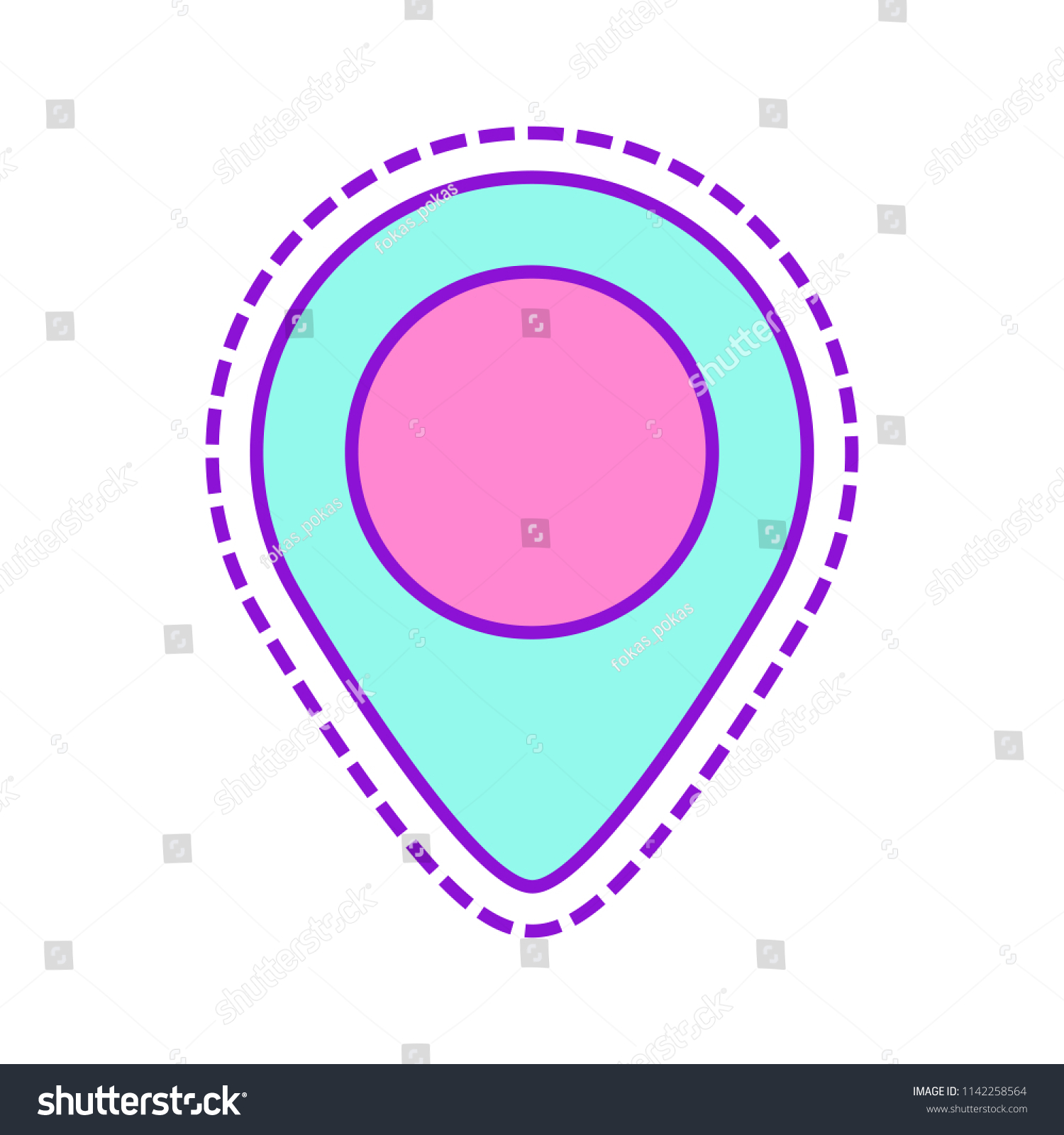 Map Label Icon Colored Sketch Dotted Stock Vector (Royalty Free) 1142258564