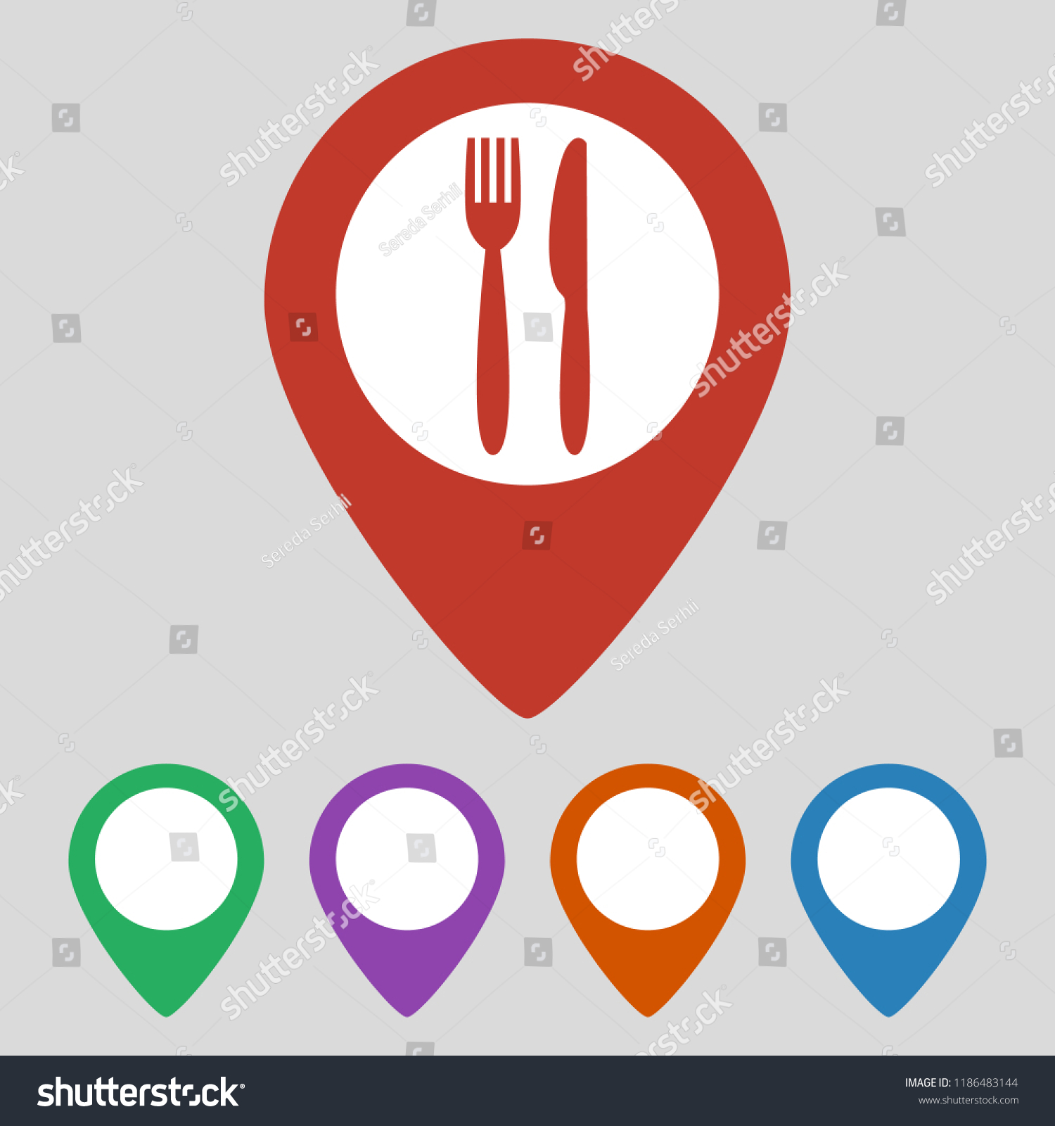 Map Marker Location Fork Knife Vector: vector de stock (libre de ...