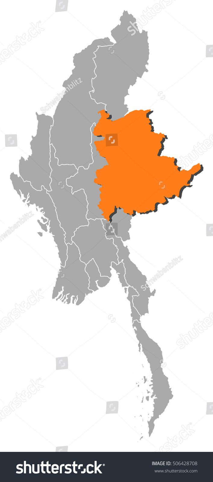 Map Myanmar Shan Stock Vector (Royalty Free) 506428708 | Shutterstock