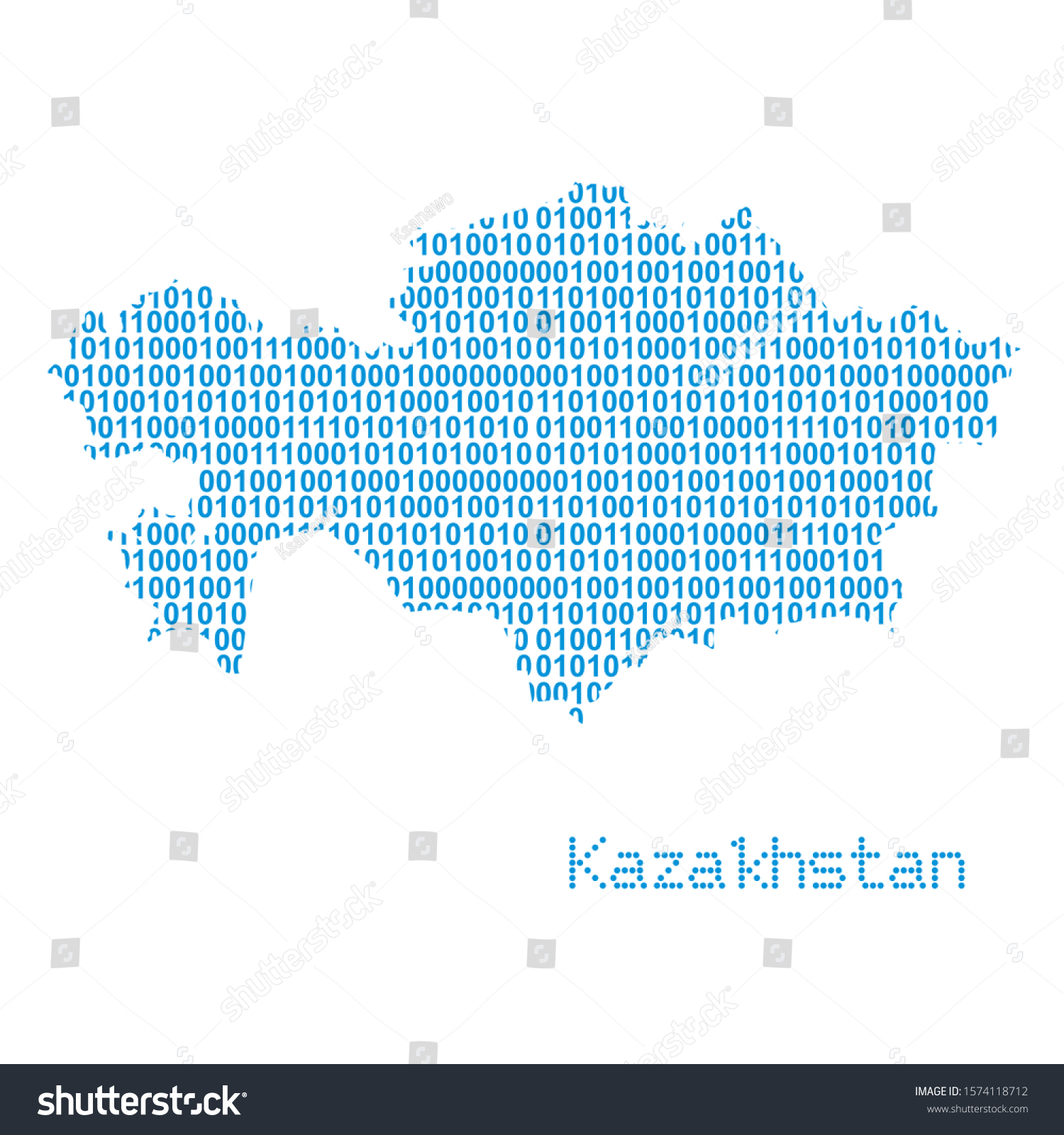 Map Kazakhstan Binary Code Vector Illustration: เวกเตอร์สต็อก (ปลอดค่า ...
