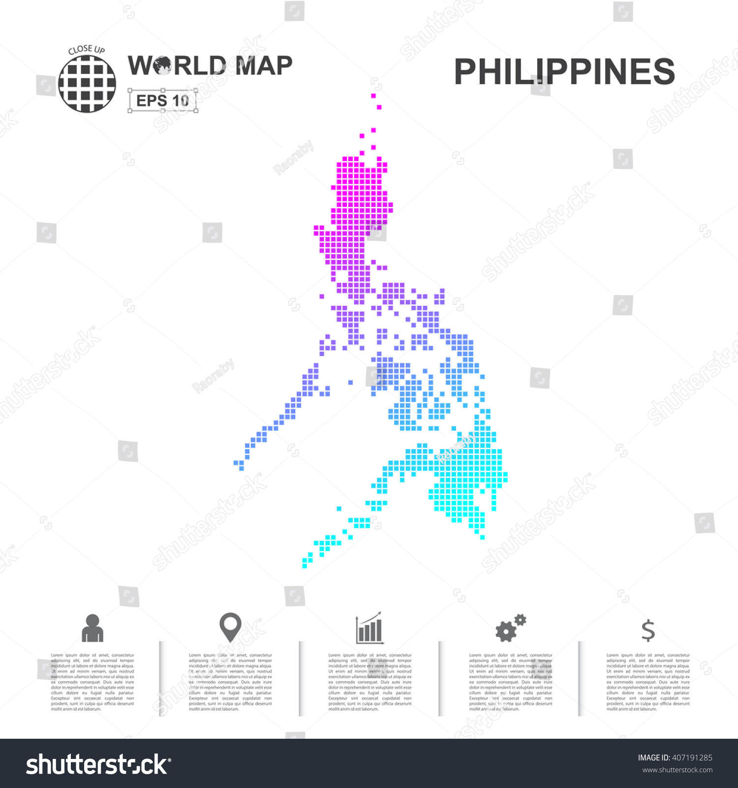 Map Philippines Pixel Vector Stock Vector 407191285 - Shutterstock