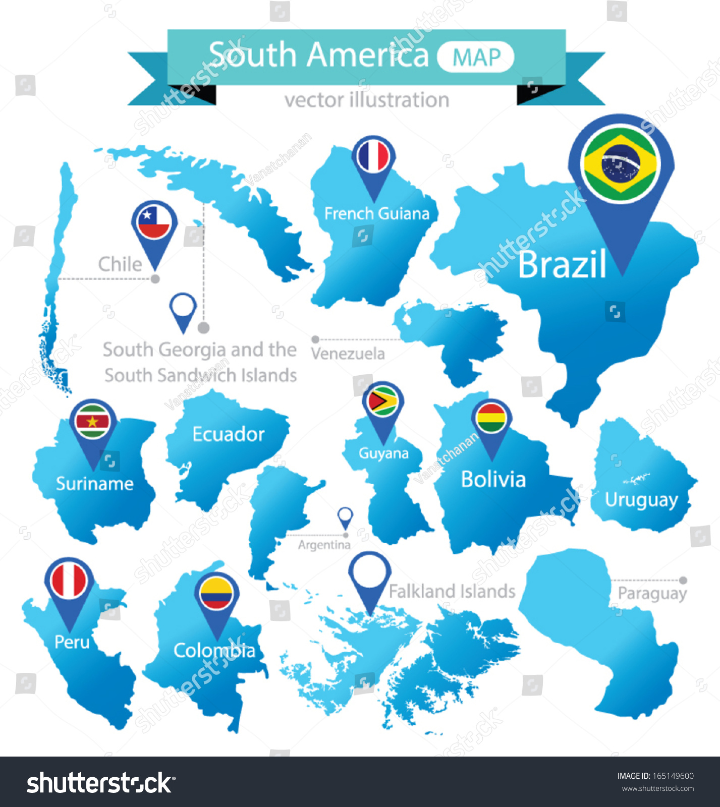 Map South America Country Flag Pointer 스톡 벡터(로열티 프리) 165149600 ... Map South America Country Flag Pointer 스톡 벡터(로열티 프리) 165149600 ...