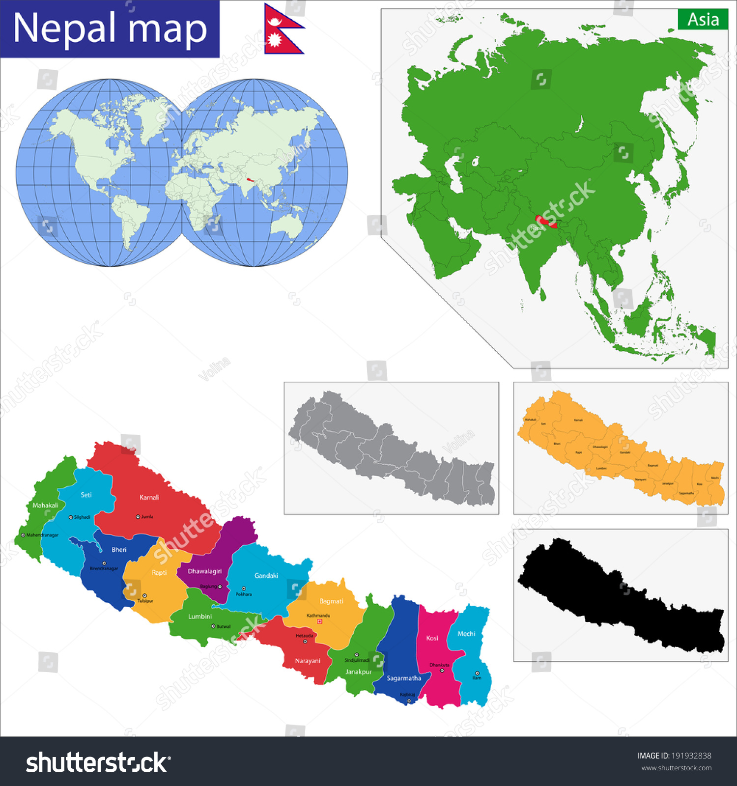 Map Federal Democratic Republic Nepal Zones Stock Vector (Royalty Free ... Map Federal Democratic Republic Nepal Zones Stock Vector (Royalty Free ...