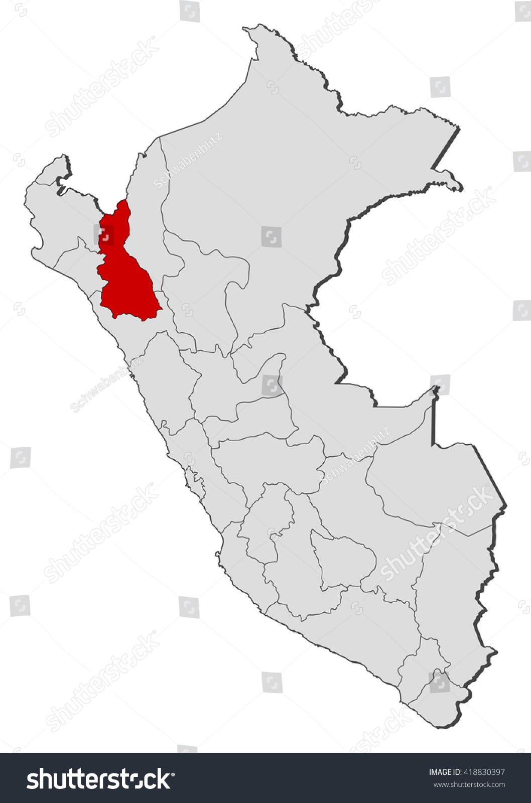 Map Peru Cajamarca Stock Vector (Royalty Free) 418830397 | Shutterstock