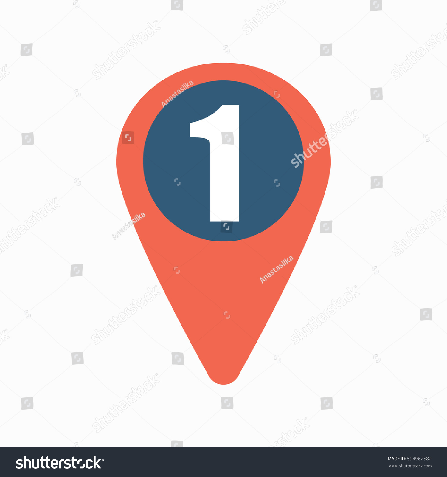 Map Pin Icon Number 1 Stock Vector (Royalty Free) 594962582