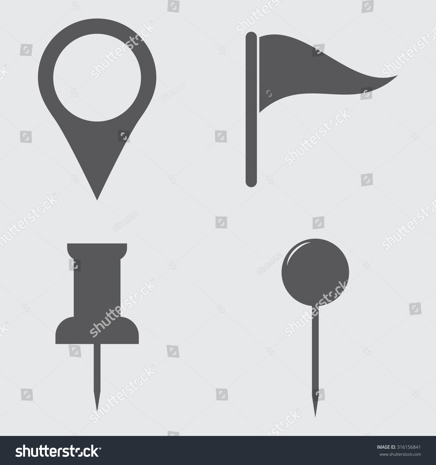 Map Pin Icons Stock Vector Illustration 316156841 : Shutterstock