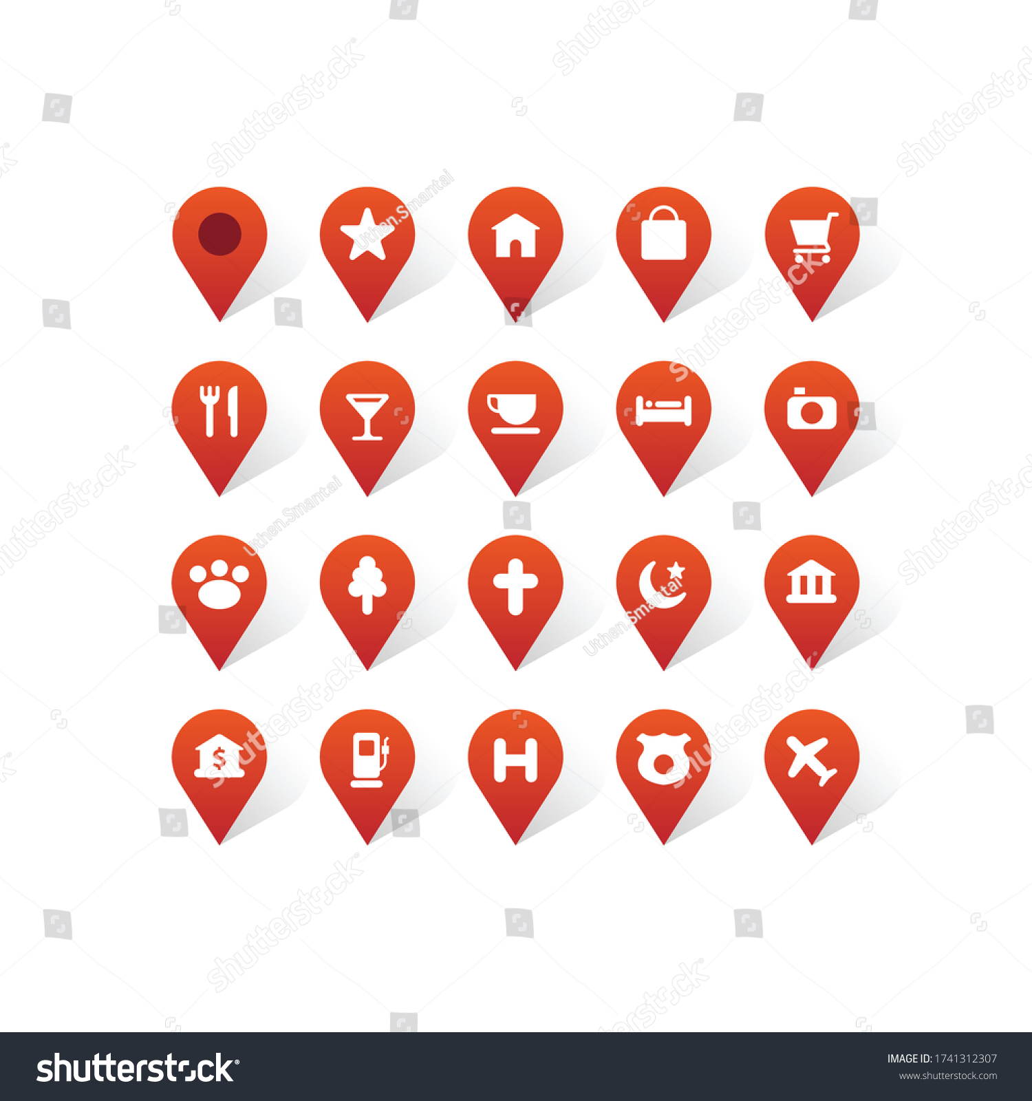 Map Pin Pointer Icon Set Vector Stock Vector (Royalty Free) 1741312307