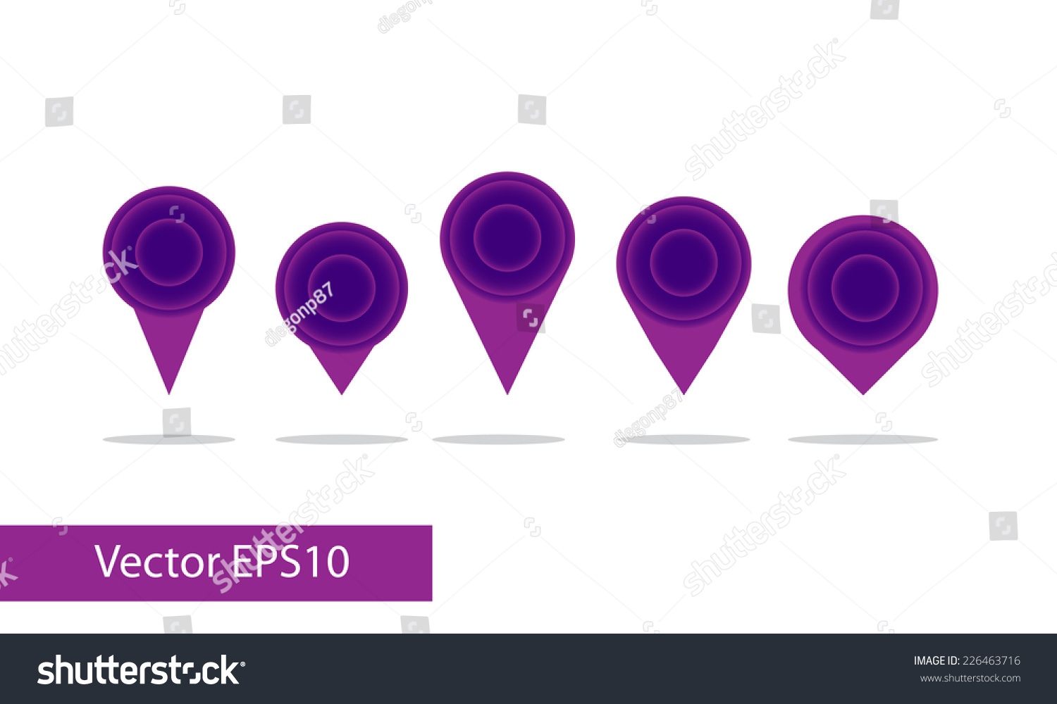 Map Pin Vector Different Types Sizes: vector de stock (libre de ...