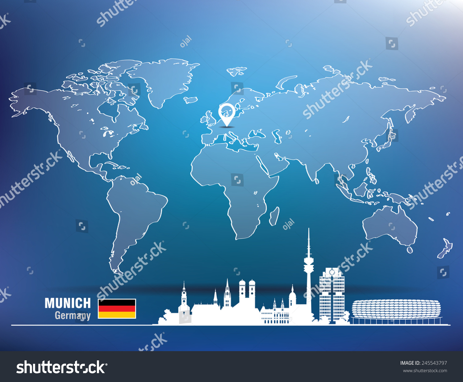 Map Pin Munich Skyline Vector Illustration Stock Vector (Royalty Free ...