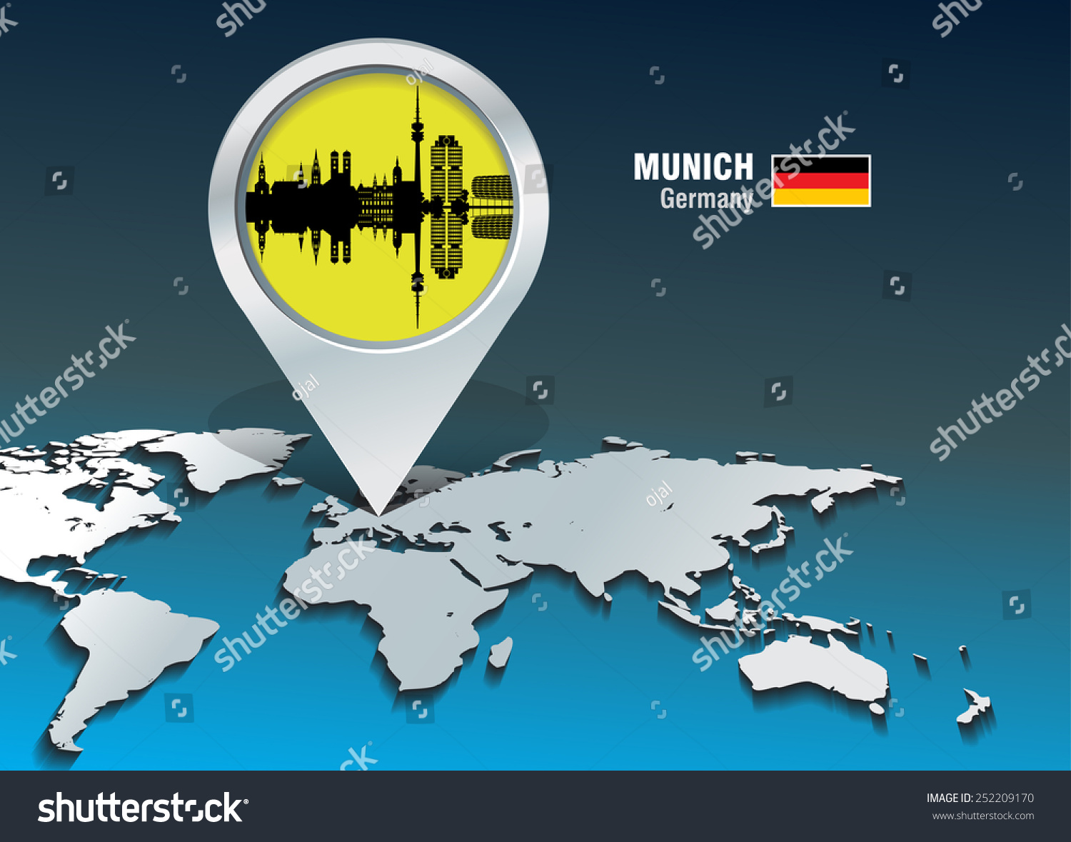 Map Pin Munich Skyline Vector Illustration Stock Vector (Royalty Free ...