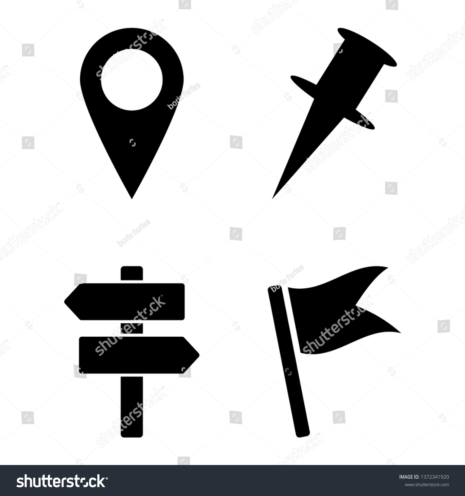 Map Pins Address Pole Stock Vector (Royalty Free) 1372341920