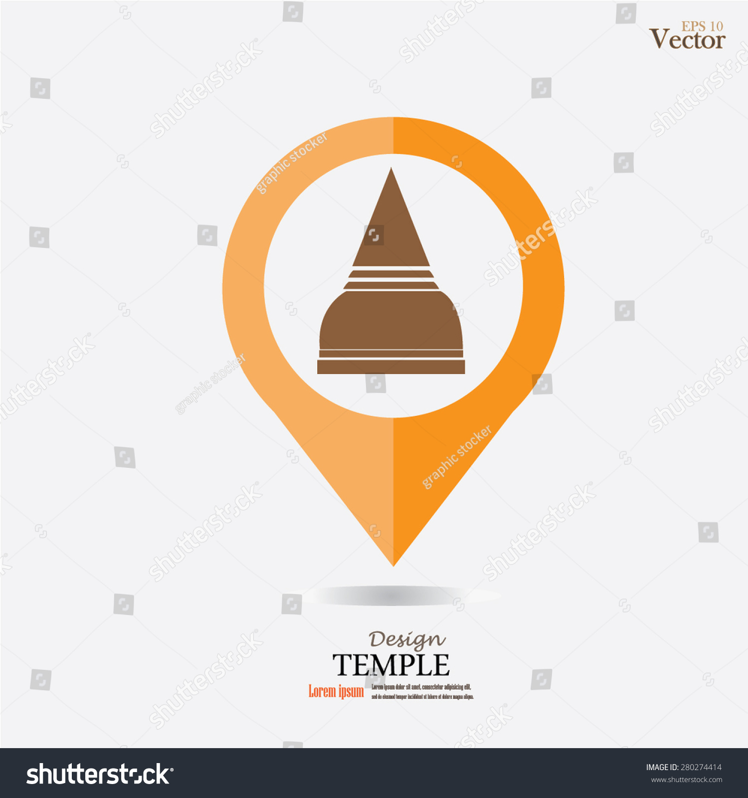 Map Pointer Icon Temple Sign Templevector Stock Vector (Royalty Free ...